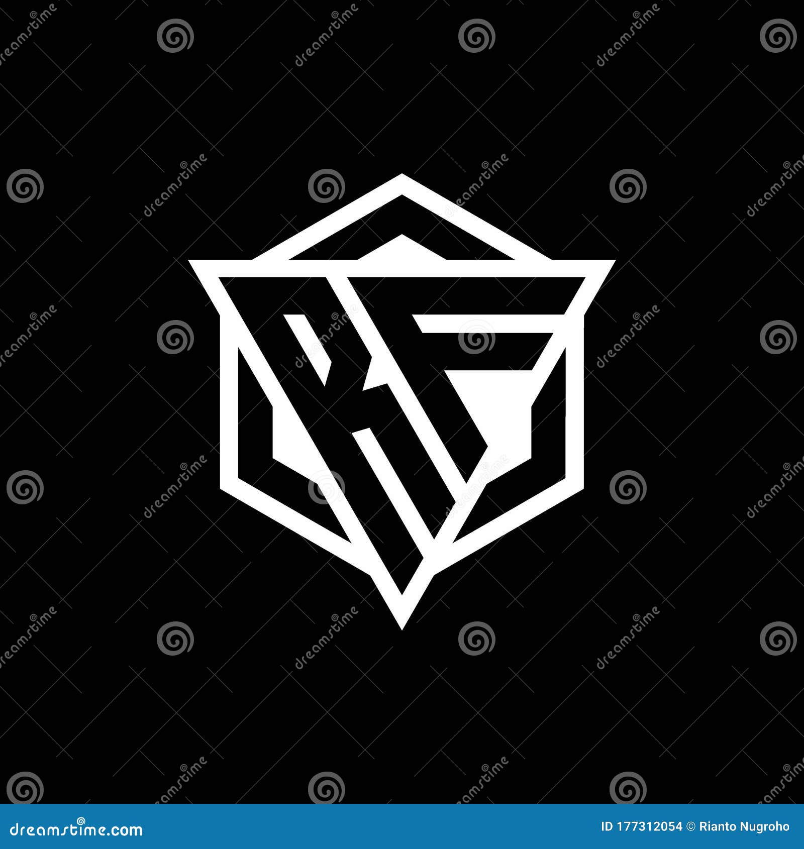 RF Logo Monogram with Triangle and Hexagon Shape Combination Stock ...