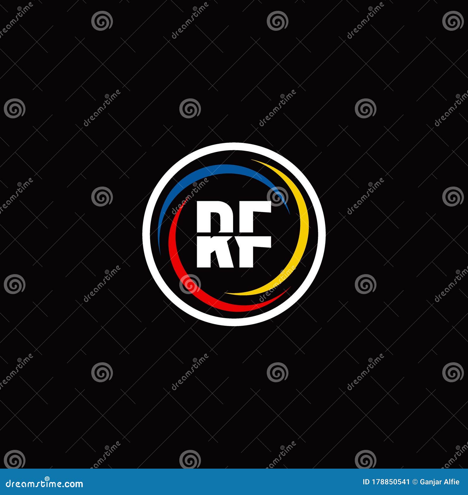 RF Monogram Logo Isolated on Circle Shape with 3 Slash Colors Rounded ...