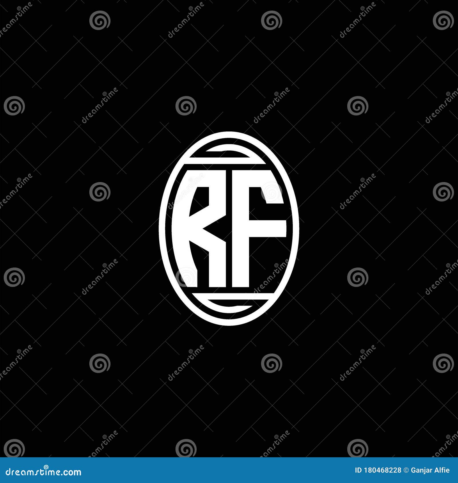 RF Monogram Logo Isolated on Oval Rotate Shape Stock Vector ...