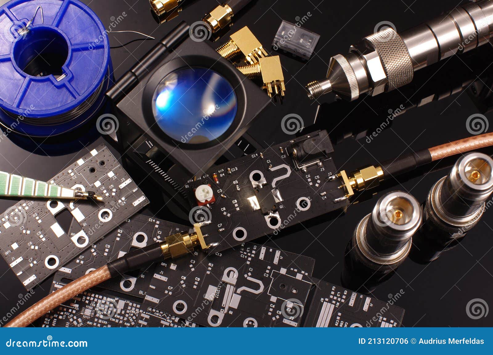 RF PCB and Equipment for Testing and Measurements Isolated Stock Photo ...
