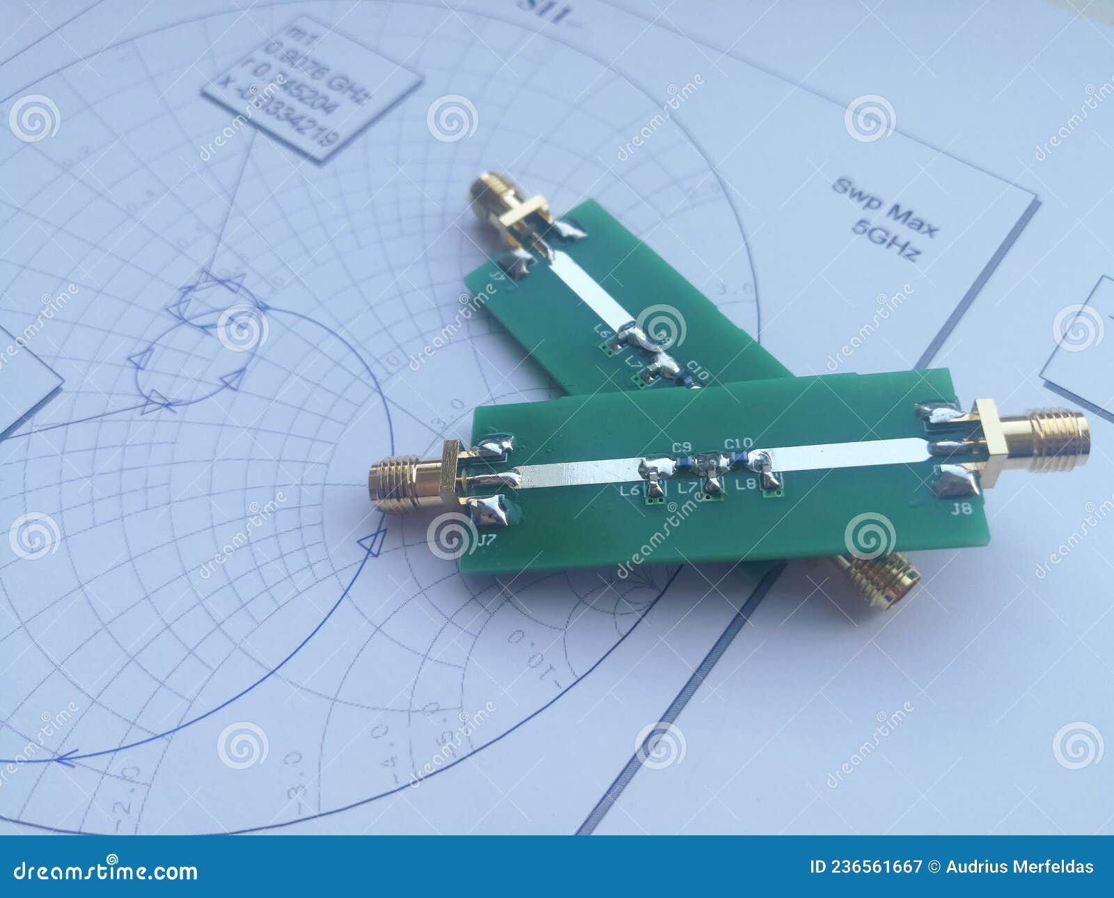 RF PCB Filters and Impedance Matching Smith Chart Stock Image - Image ...
