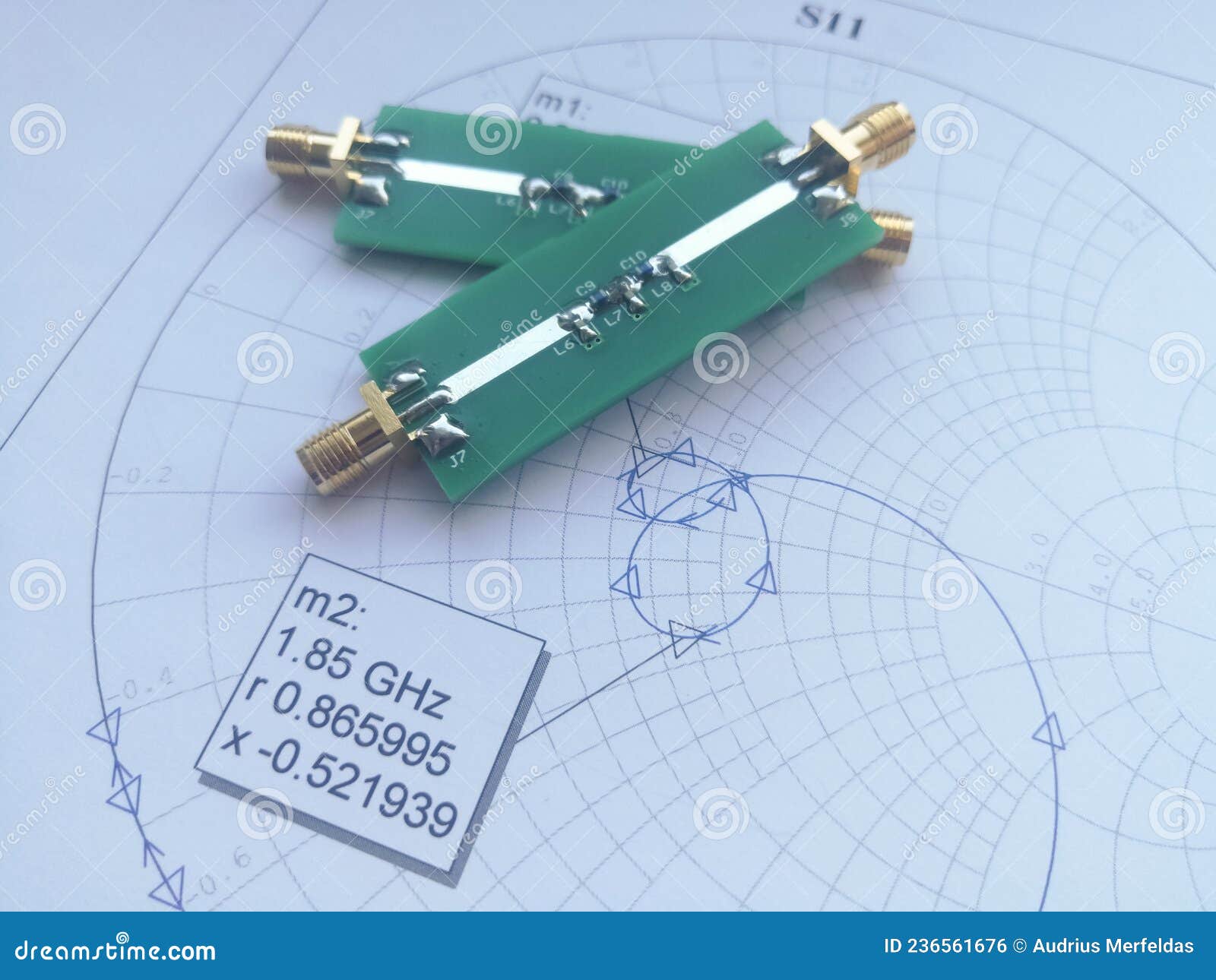 RF PCB Filters And Impedance Matching Smith Chart Stock Image ...