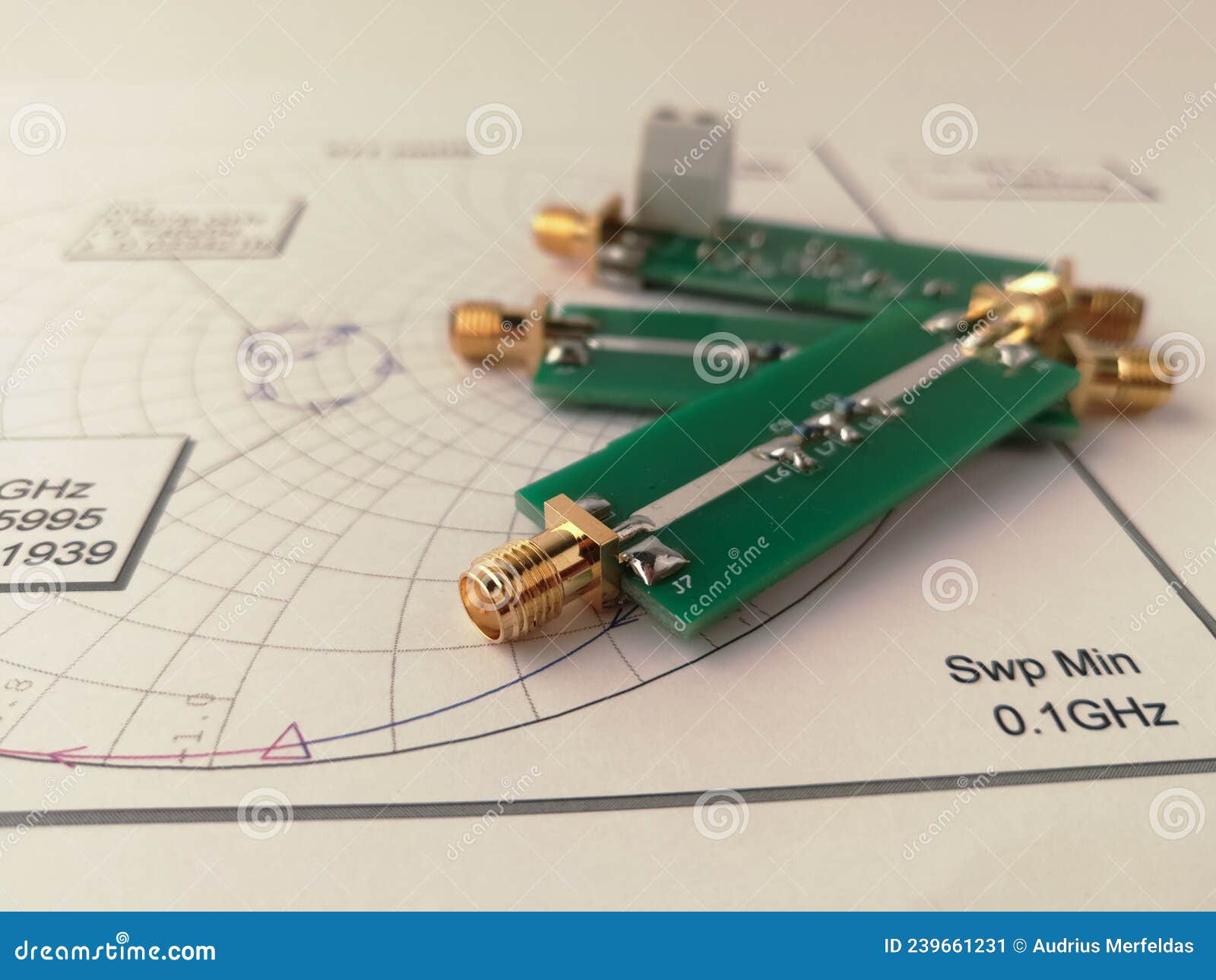 RF PCB on the Smith chart stock image. Image of modeling - 239661231