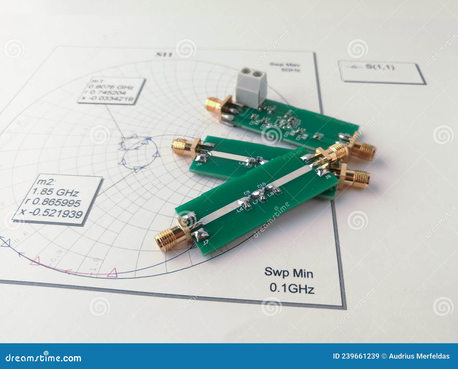 RF PCB on the Smith chart stock image. Image of chart - 239661239