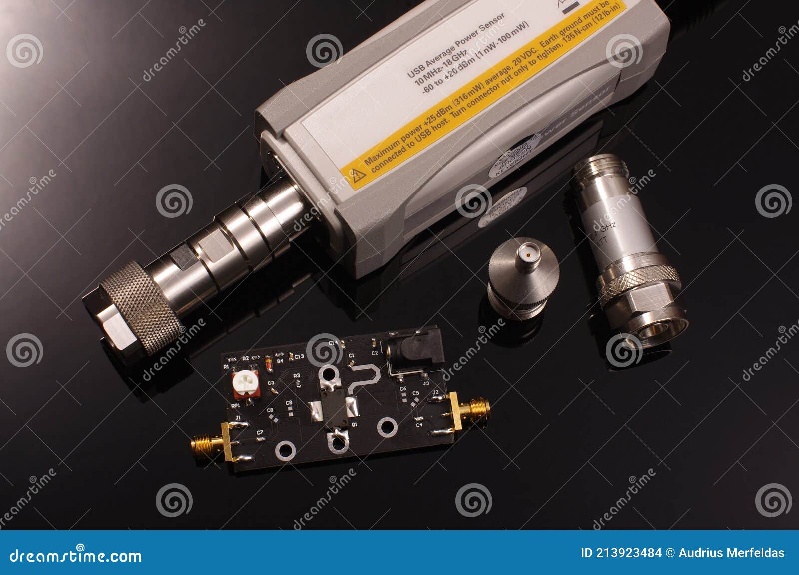 RF Power Sensor and Microwave PCB Isolated on Black Stock Photo - Image ...