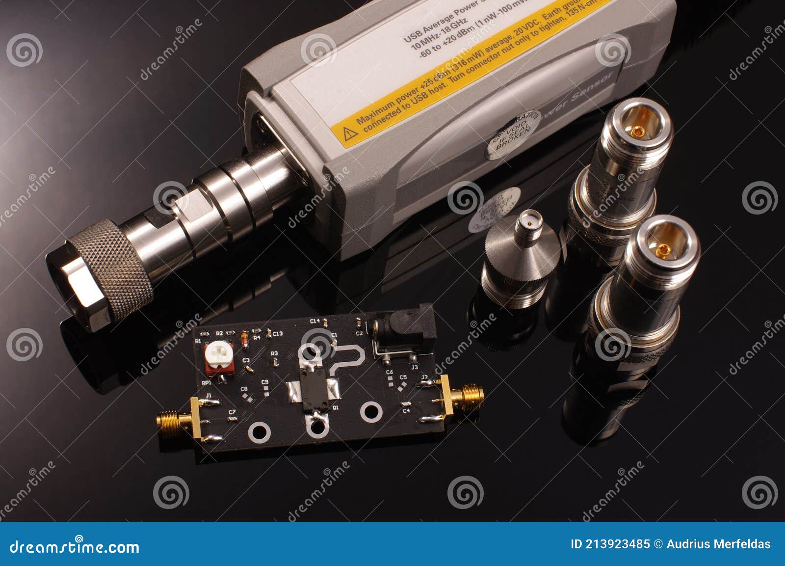 RF Power Sensor and Microwave PCB Isolated on Black Stock Image - Image ...