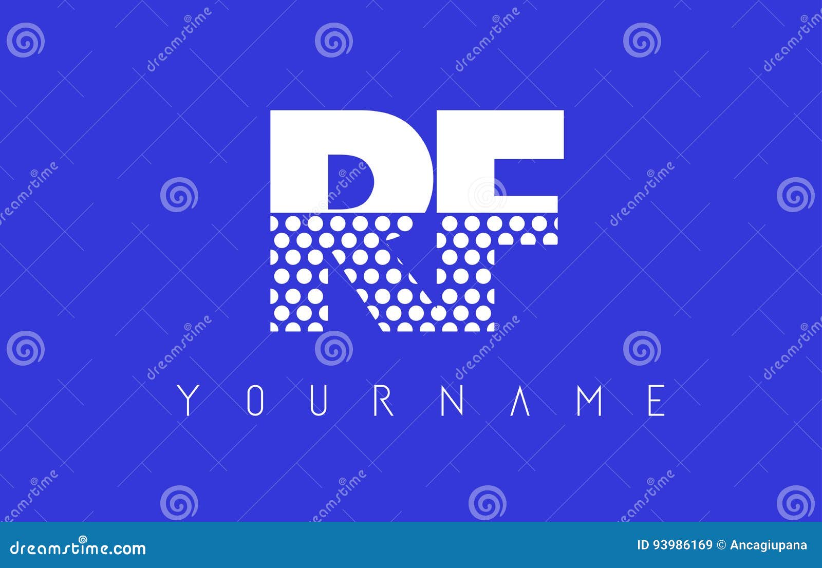 RF R F Dotted Letter Logo Design with Blue Background. Stock Vector ...