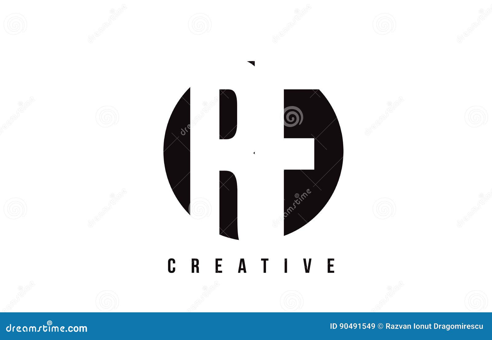 RF R F White Letter Logo Design with Circle Background. Stock Vector ...