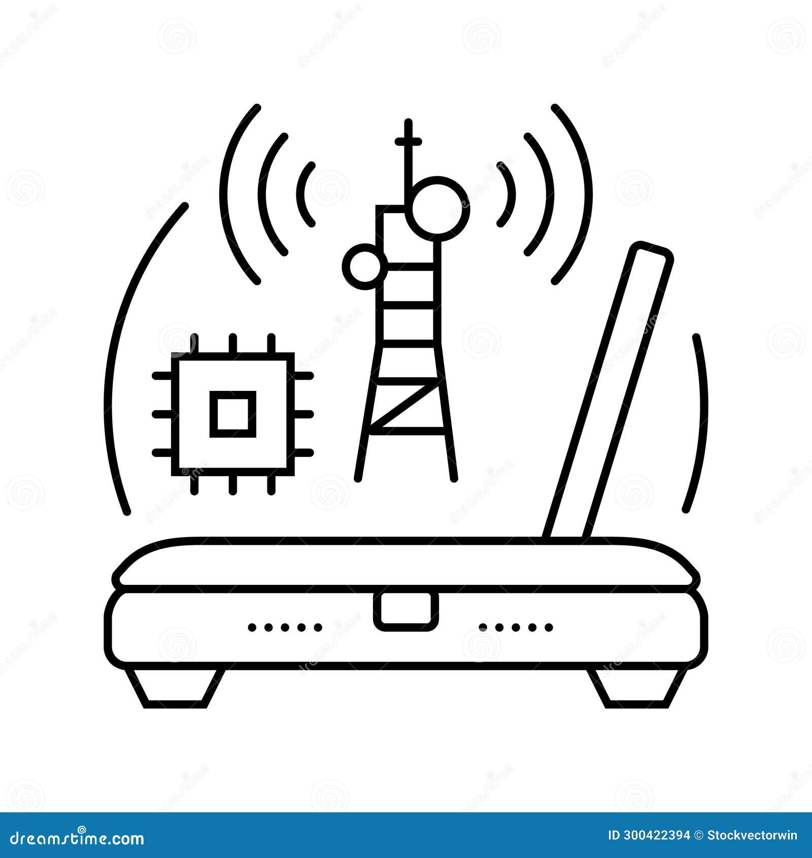 Rf Technology Electronics Line Icon Vector Illustration Stock Vector ...
