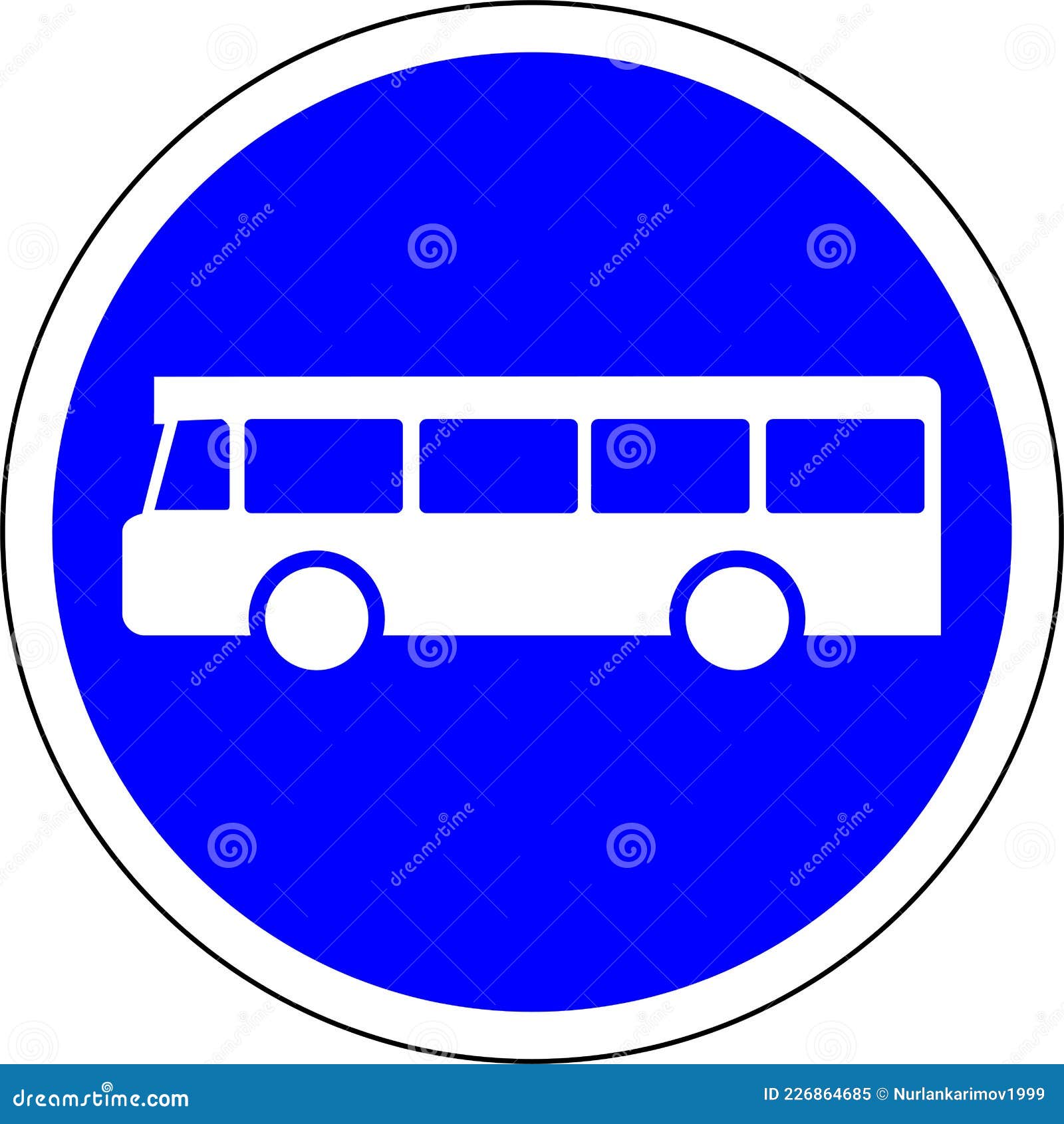 Vector Illustration of a Road Sign Showing Traffic Allowed for Buses ...