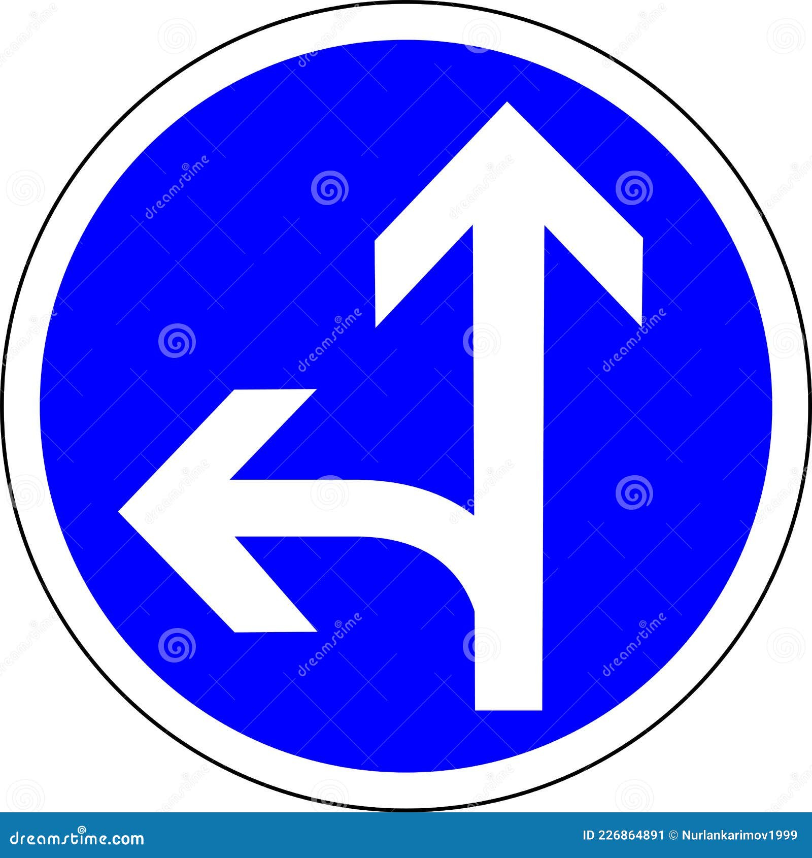 Vector Illustration of a Road Sign Showing Straight and Left Direction ...