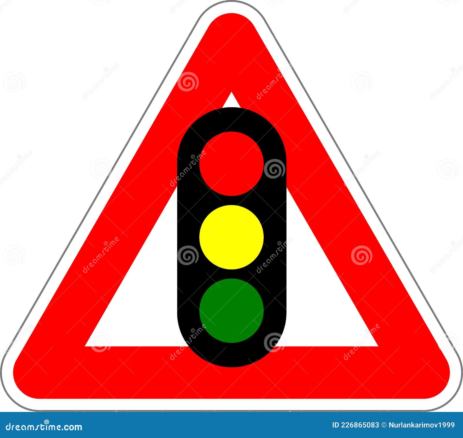 Triangular Sign for Drivers Warning for Traffic Lights on the Road ...