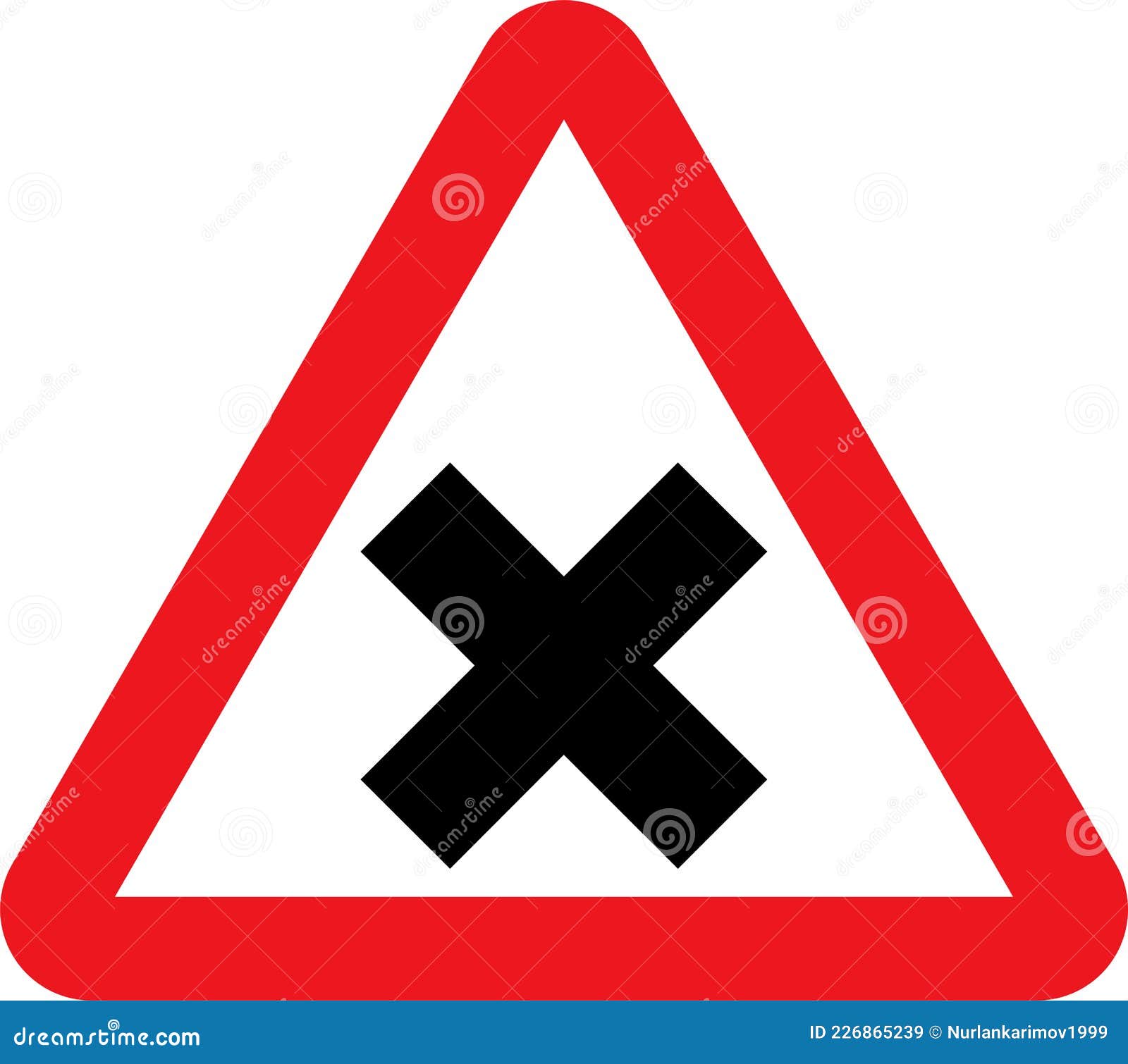 Cross Road Traffic Sign Vector Drawing. Graphics of Triangular Hazard ...