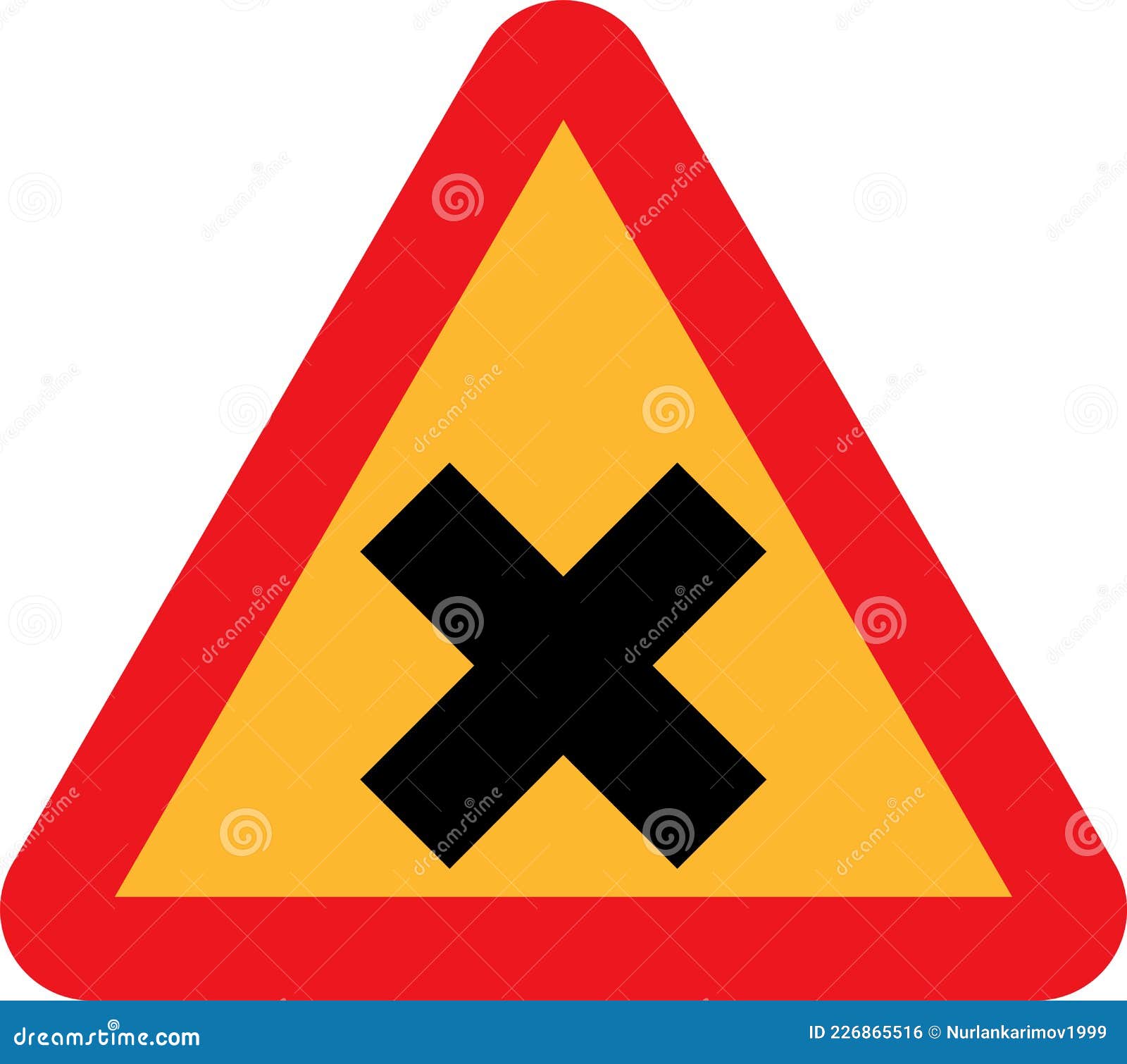 Cross Road Traffic Sign Vector Drawing. Graphics of Triangular Hazard ...