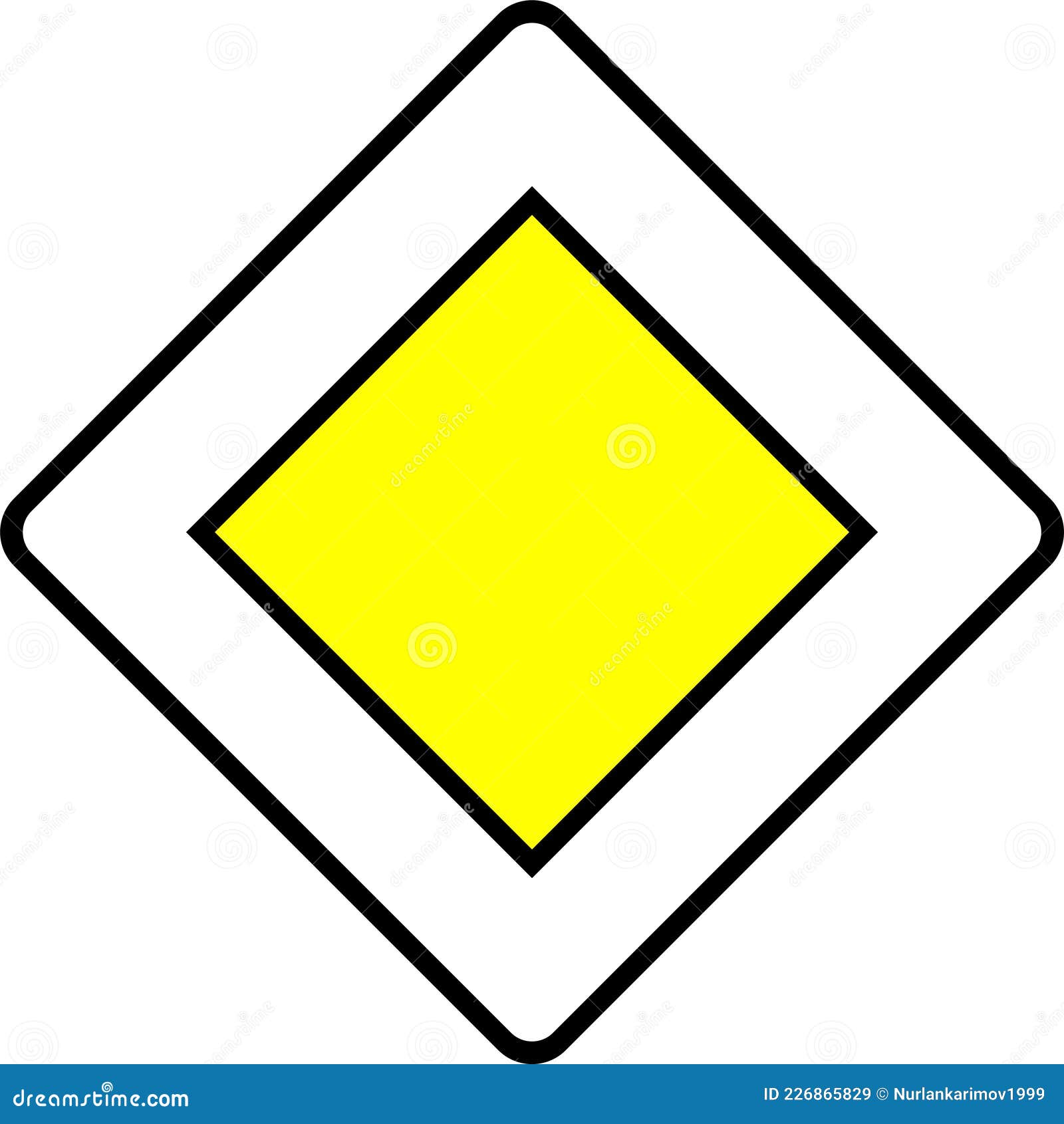 Road with Priority Traffic Information Sign Vector Drawing. Color ...