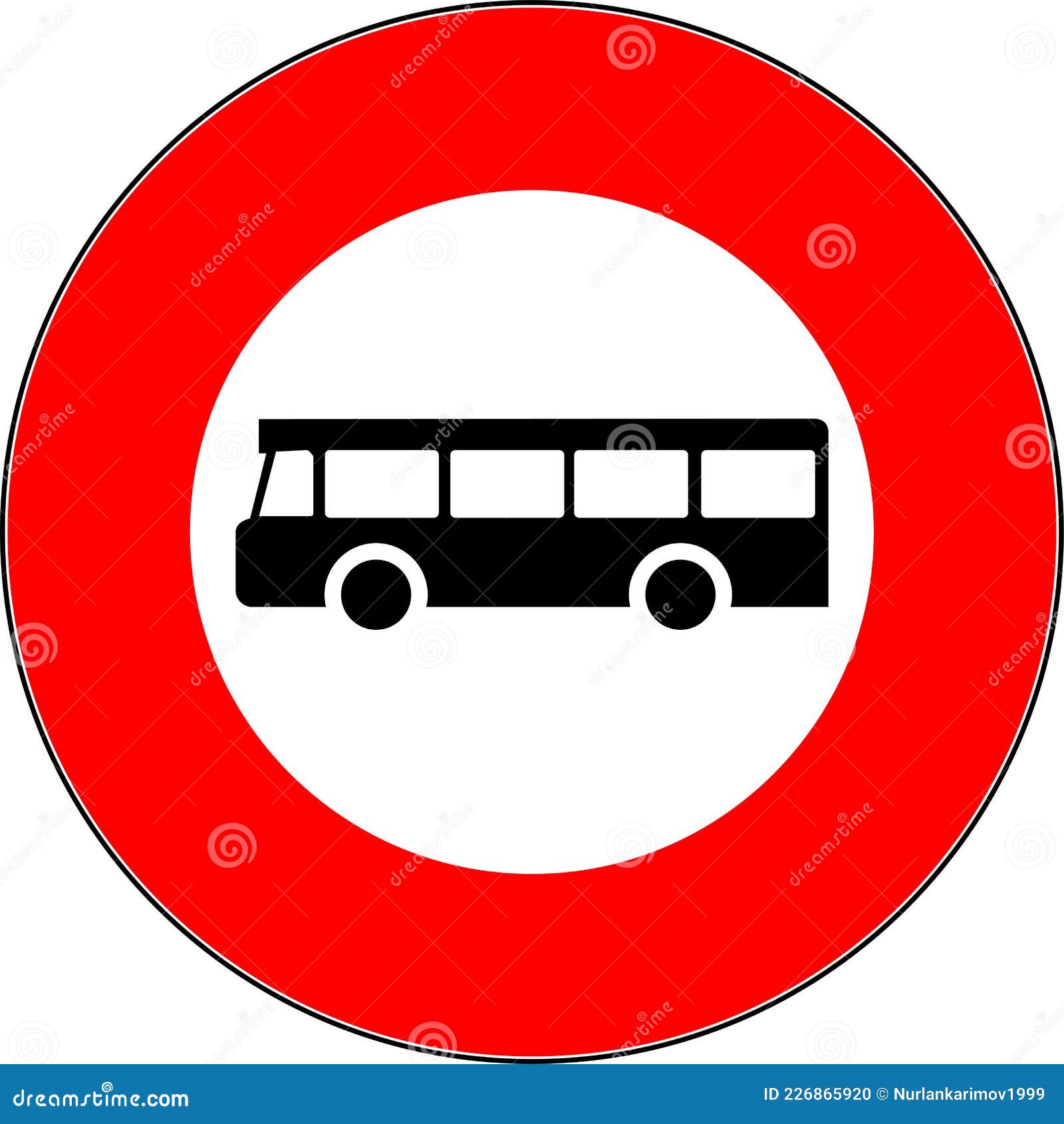 Vector Illustration of a `No Buses` Road Sign. Red and White Graphics ...