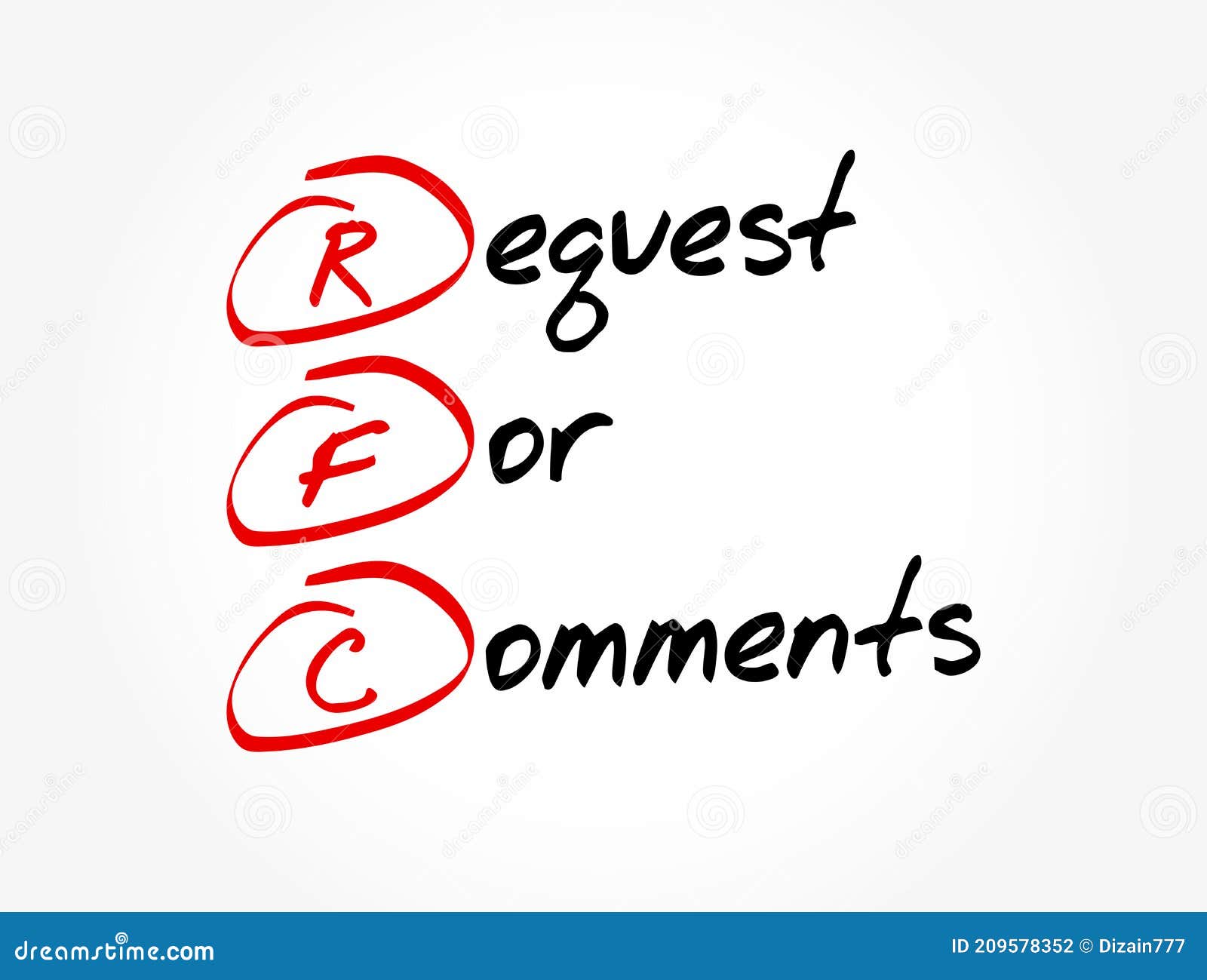 RFC, Request For Comments. Concept With Keywords, Letters And Icons ...
