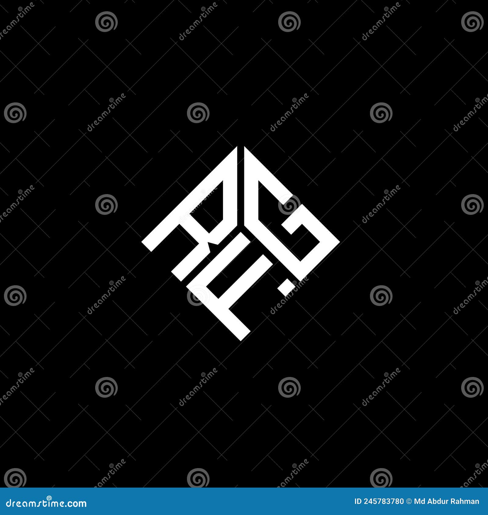 RFG Letter Logo Design on Black Background. RFG Creative Initials ...