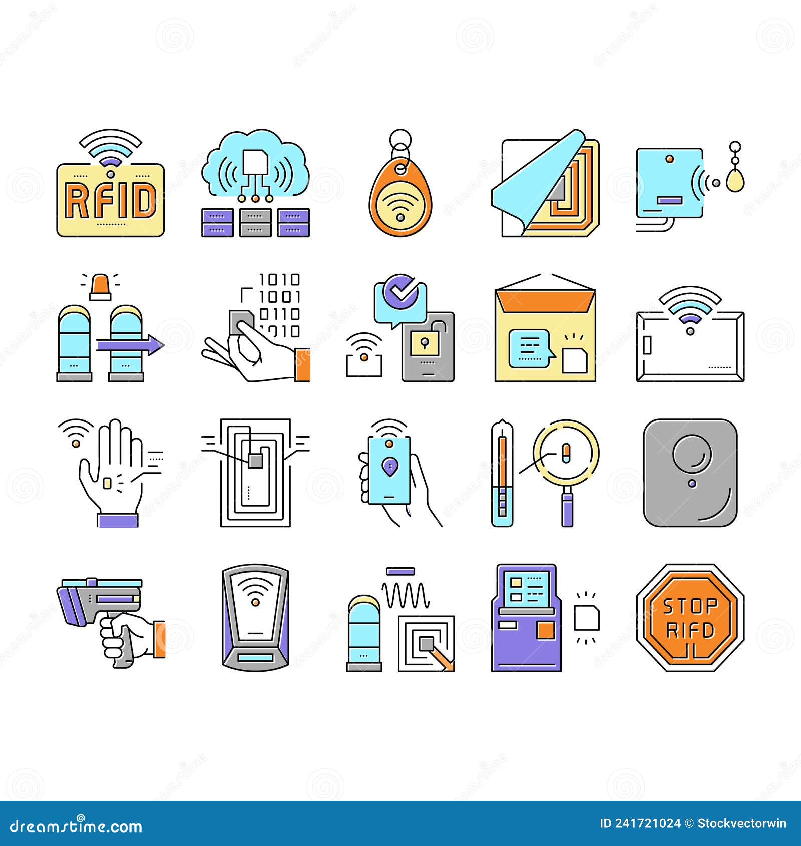 RFID Tag Security Presentation Cartoon Poster Vector Illustration ...