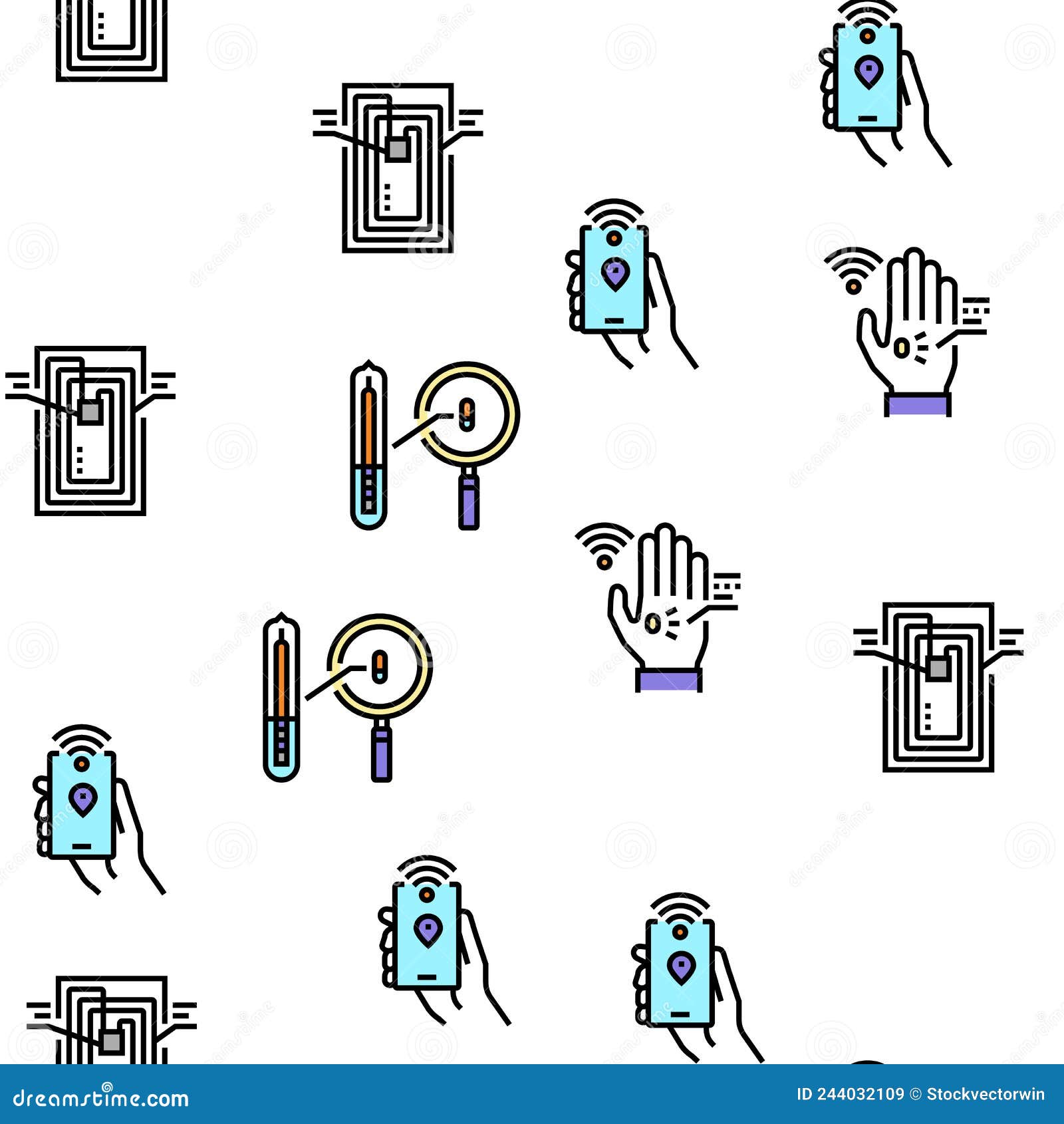 Rfid Chip Technology Vector Seamless Pattern Stock Vector ...