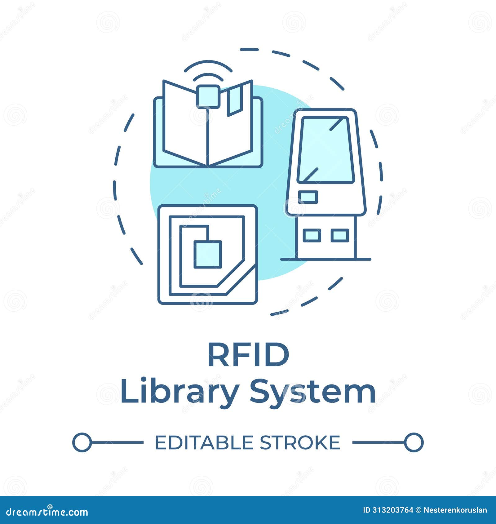 RFID Library System Soft Blue Concept Icon Stock Vector - Illustration ...
