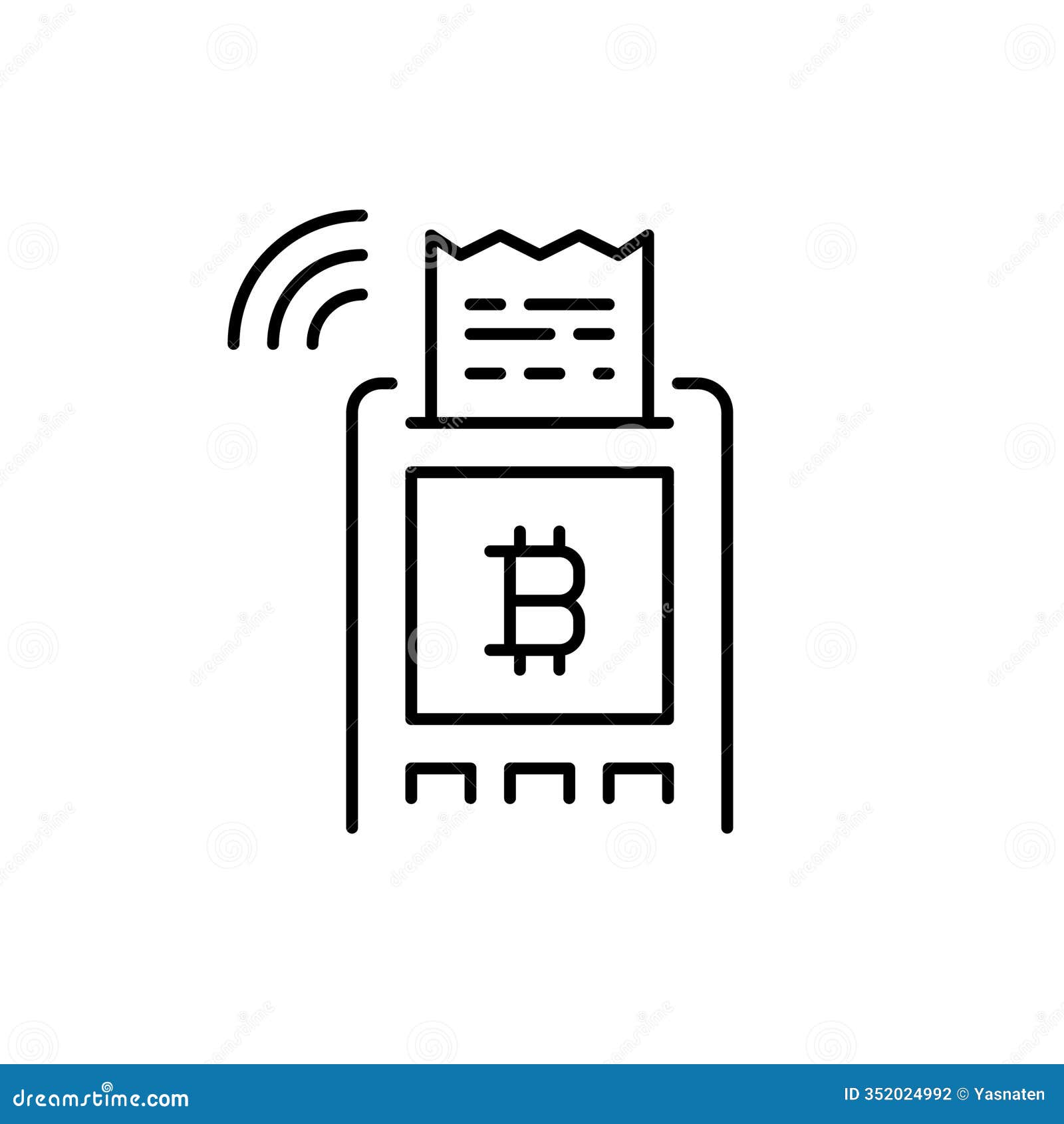 RFID Payment Terminal, Receipt, Bitcoin and Wi-fi Symbol ...