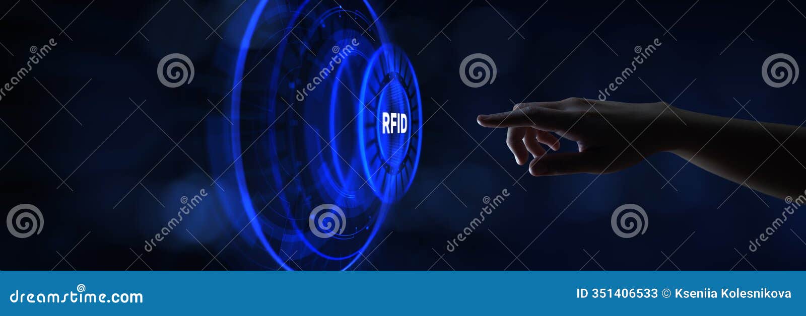 RFID Radio Frequency Identification. Hands Pressing Button Virtual ...