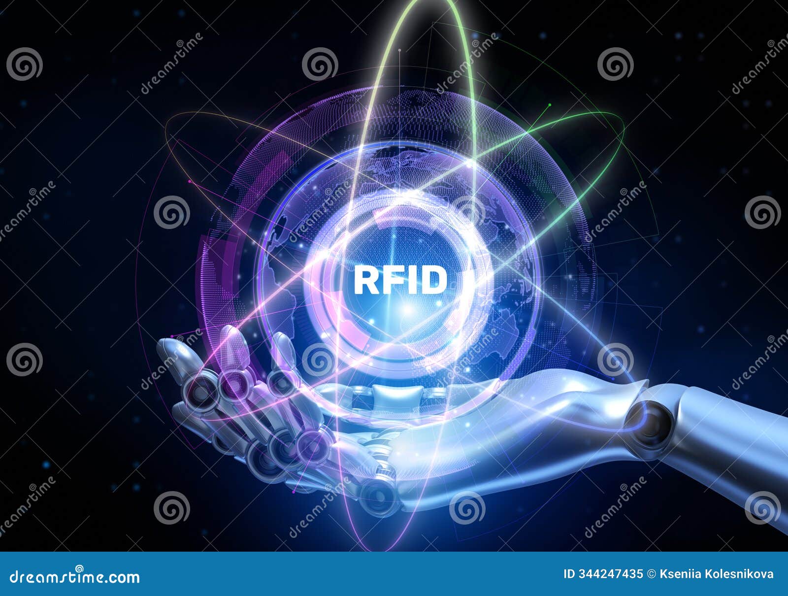 RFID Radio Frequency Identification Illustrated with a Robot Hand ...