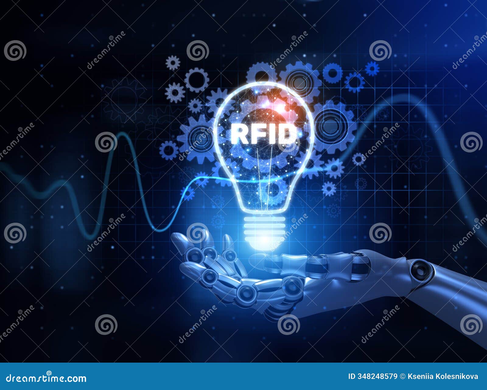 RFID Radio Frequency Identification Illustrated with a Robot Hand ...