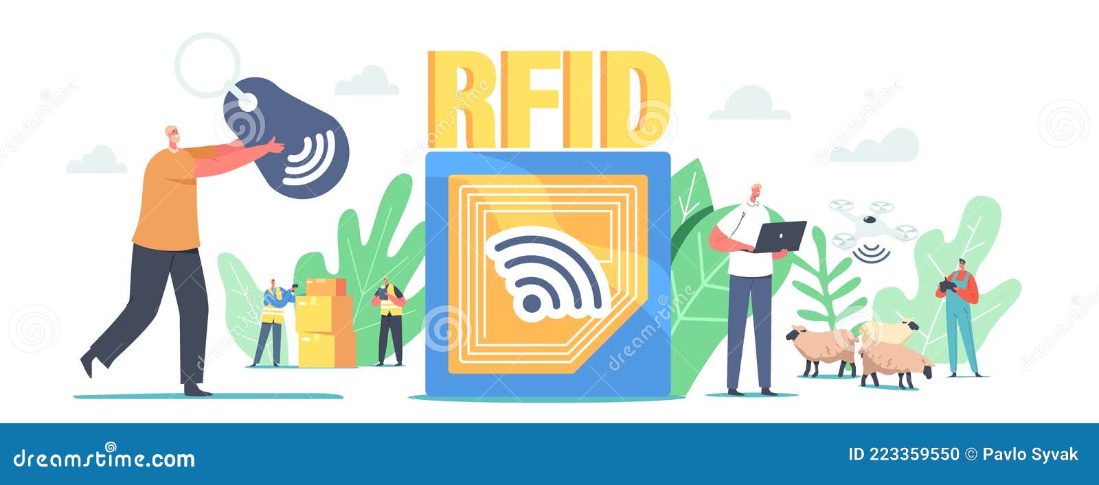 Rfid, Radio Frequency Identification Tag Technology. Tiny Characters ...