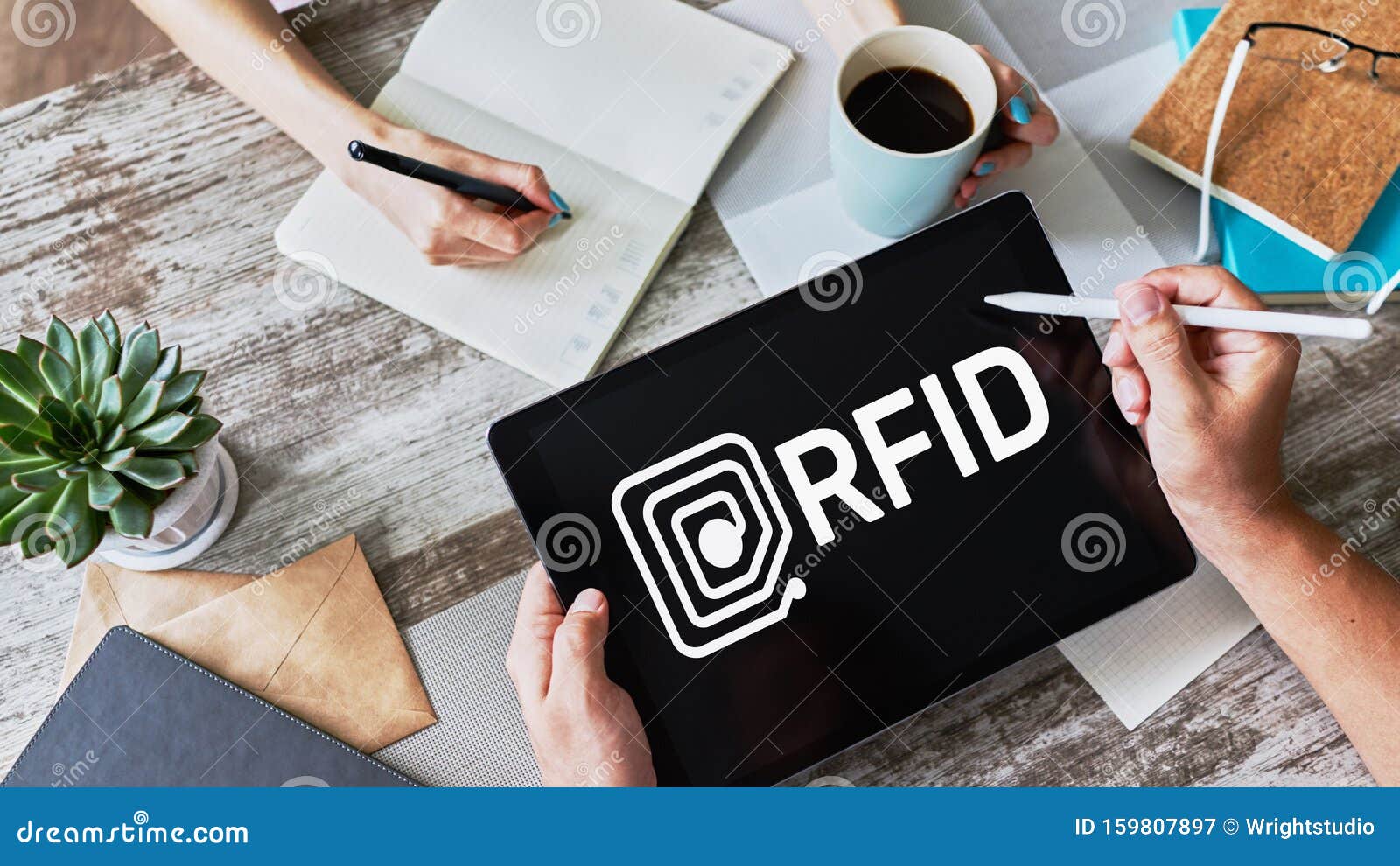 RFID Radio Frequency Identification Technology Concept on Device Screen ... RFID Radio Frequency Identification Technology Concept on Device Screen ...