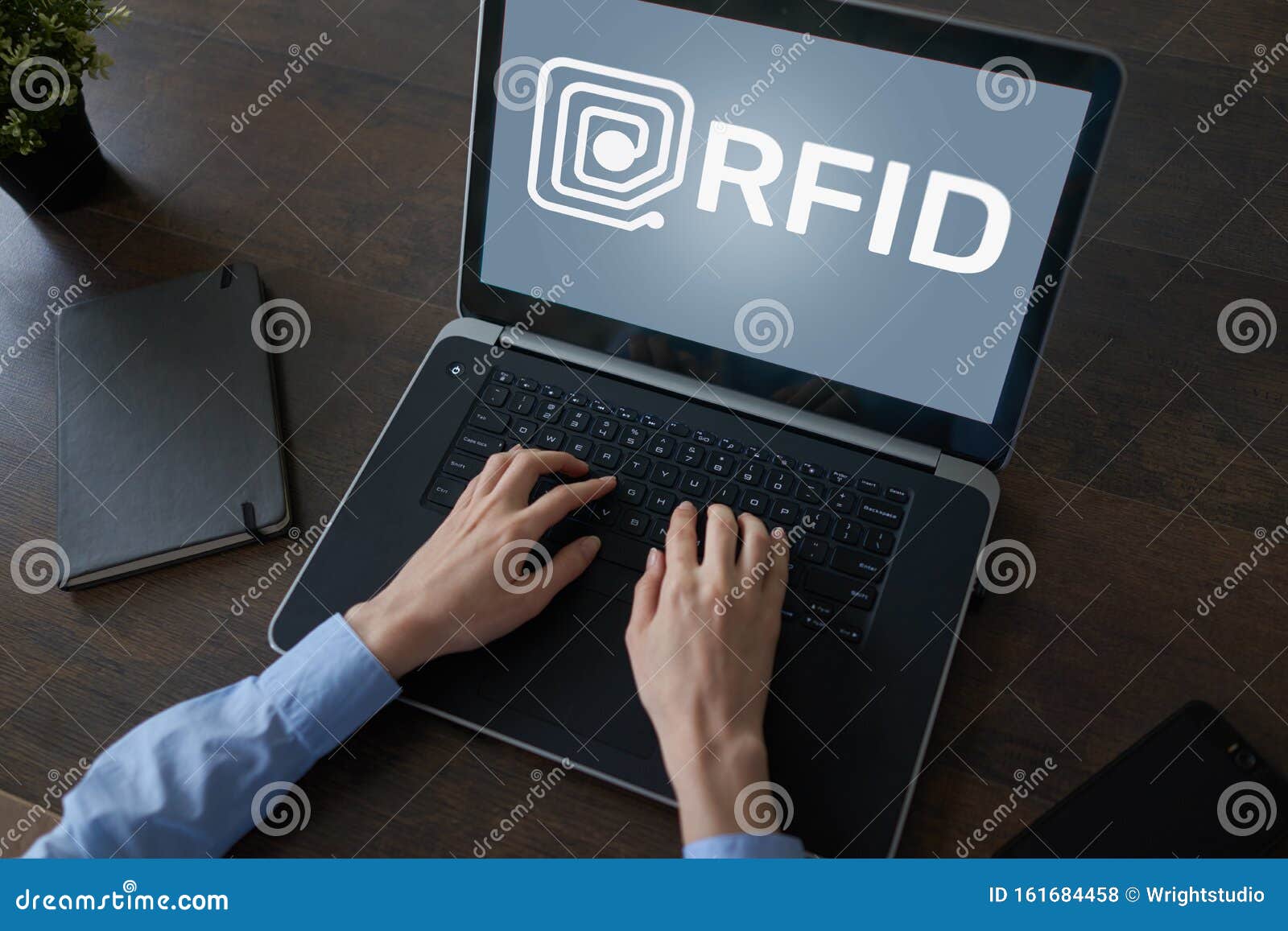 RFID Radio Frequency Identification Technology Concept on Device Screen ... RFID Radio Frequency Identification Technology Concept on Device Screen ...