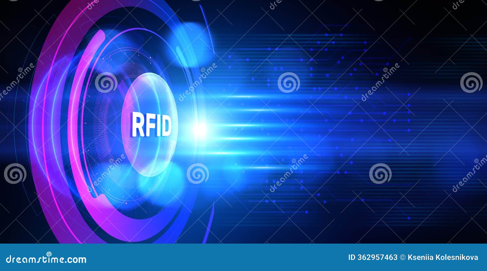 RFID Radio Frequency Identification Wireless ID Antenna Symbol Blue ...