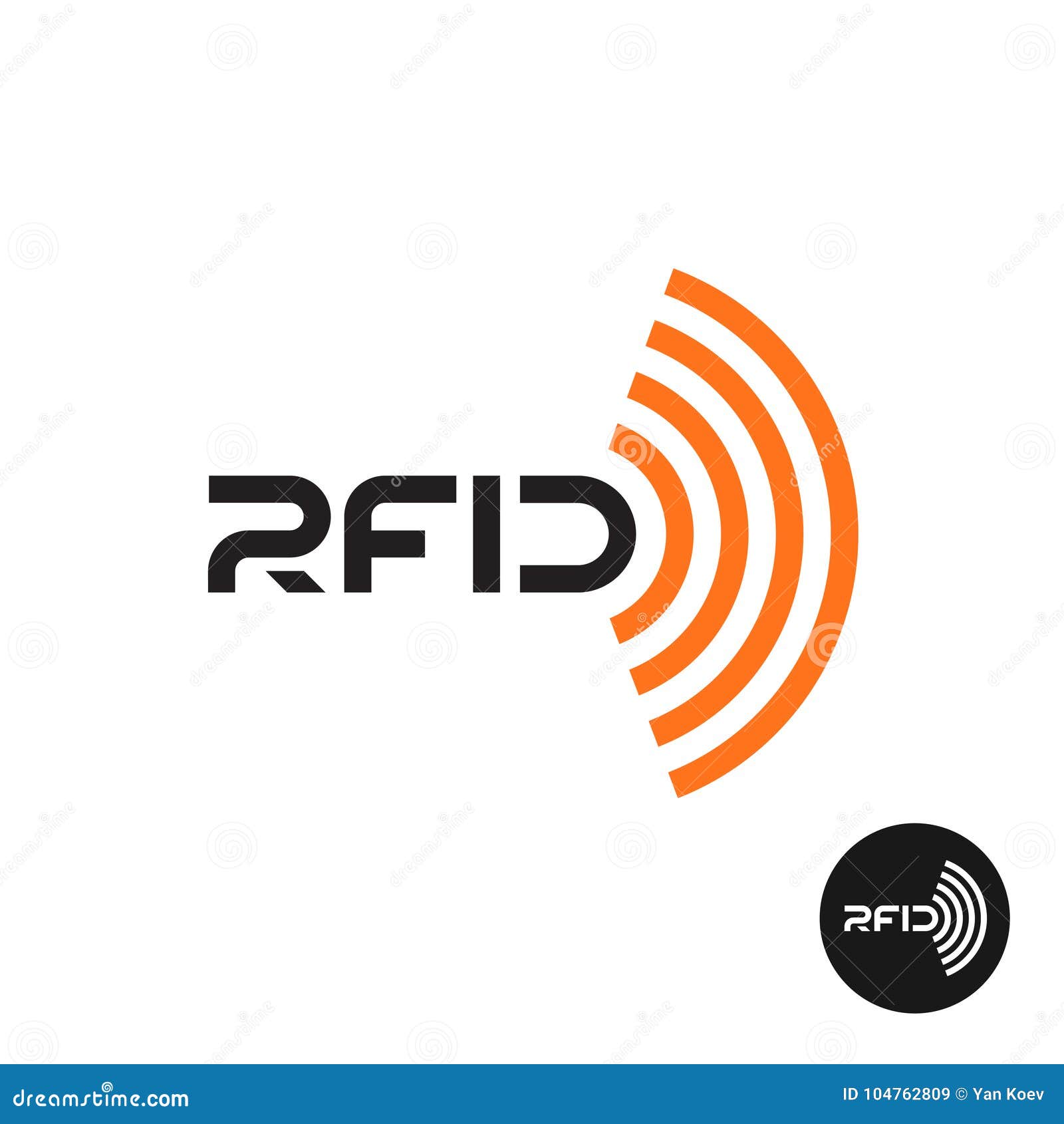 RFID-Tagikone Textlogo Mit Drahtlosen Radiowellen Vektor Abbildung ...