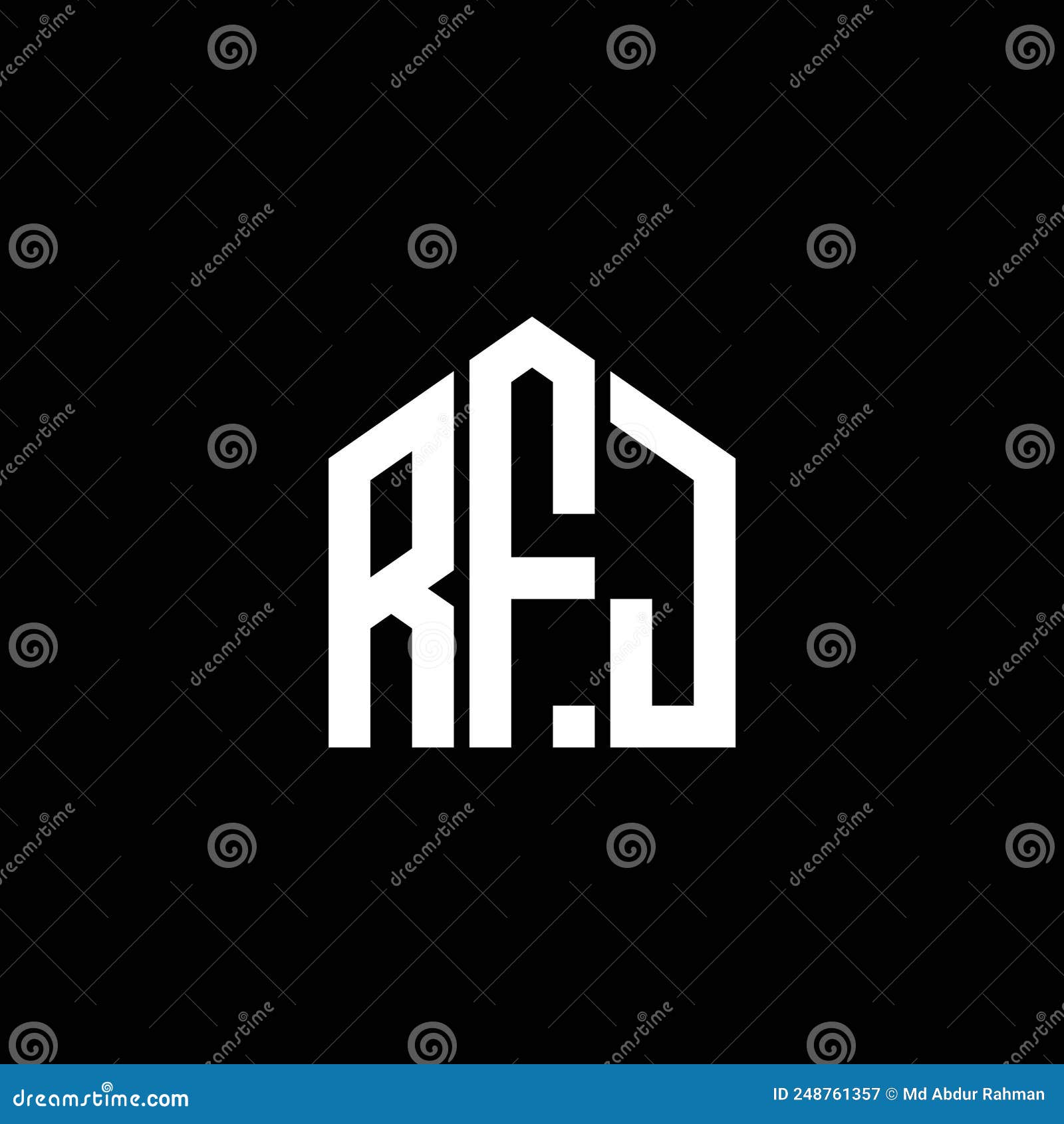 RFJ Letter Logo Design on BLACK Background. RFJ Creative Initials ...