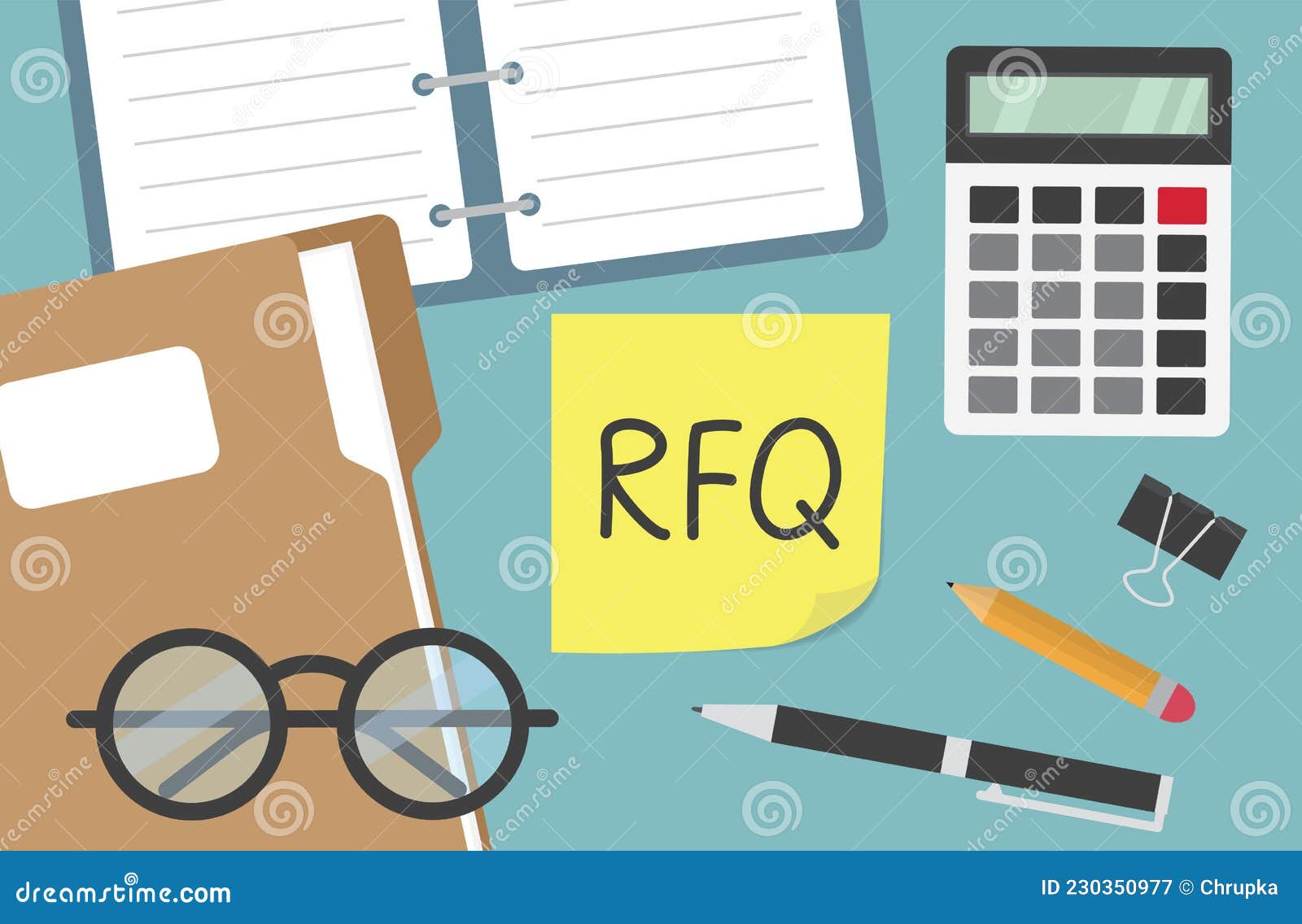 RFQ Request for Quotation Written on Yellow Sticky Note on Office Desk ...