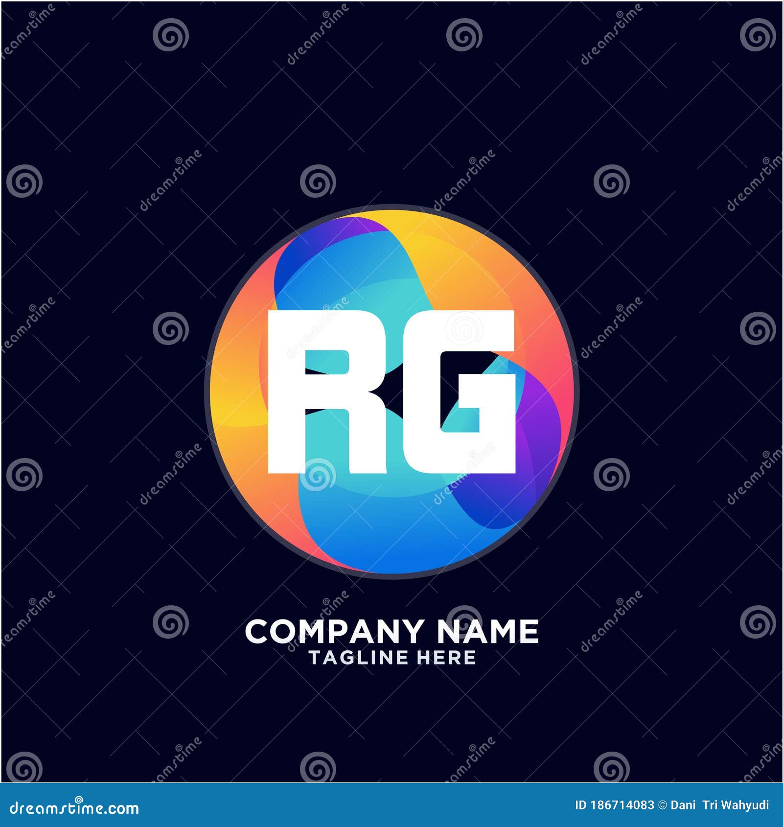 RG Initial Logo with Colorful Circle Template Vector Stock Vector ...