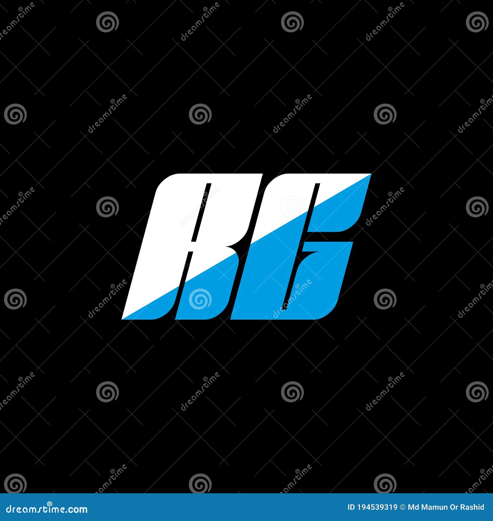 RG Letter Logo Design on Black Background. RG Creative Initials Letter ...