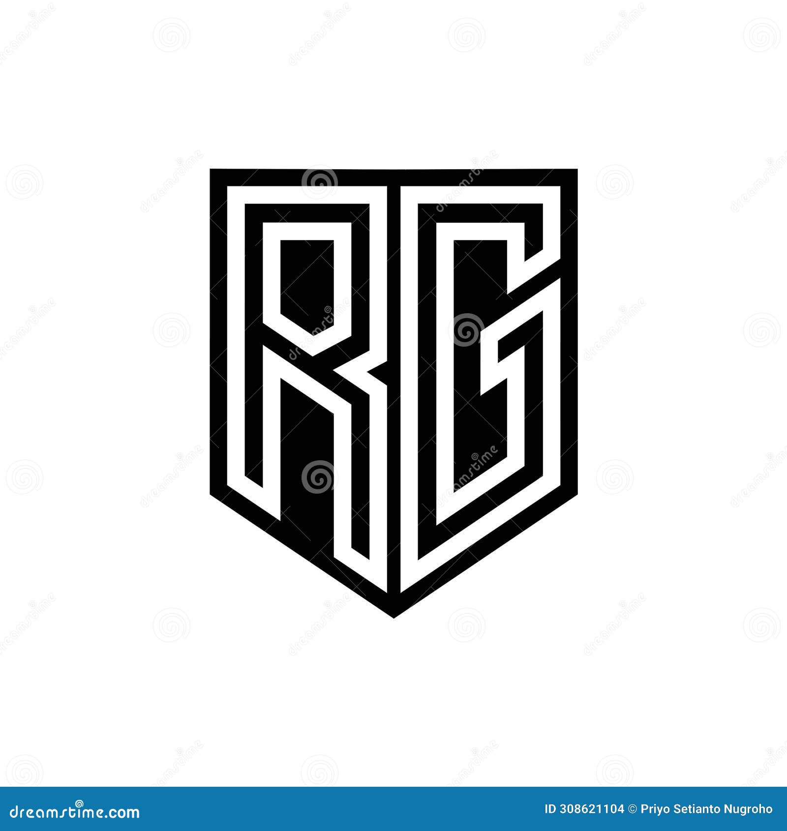 RG Logo Monogram Shield Geometric White Line Inside Black Shield Color ...