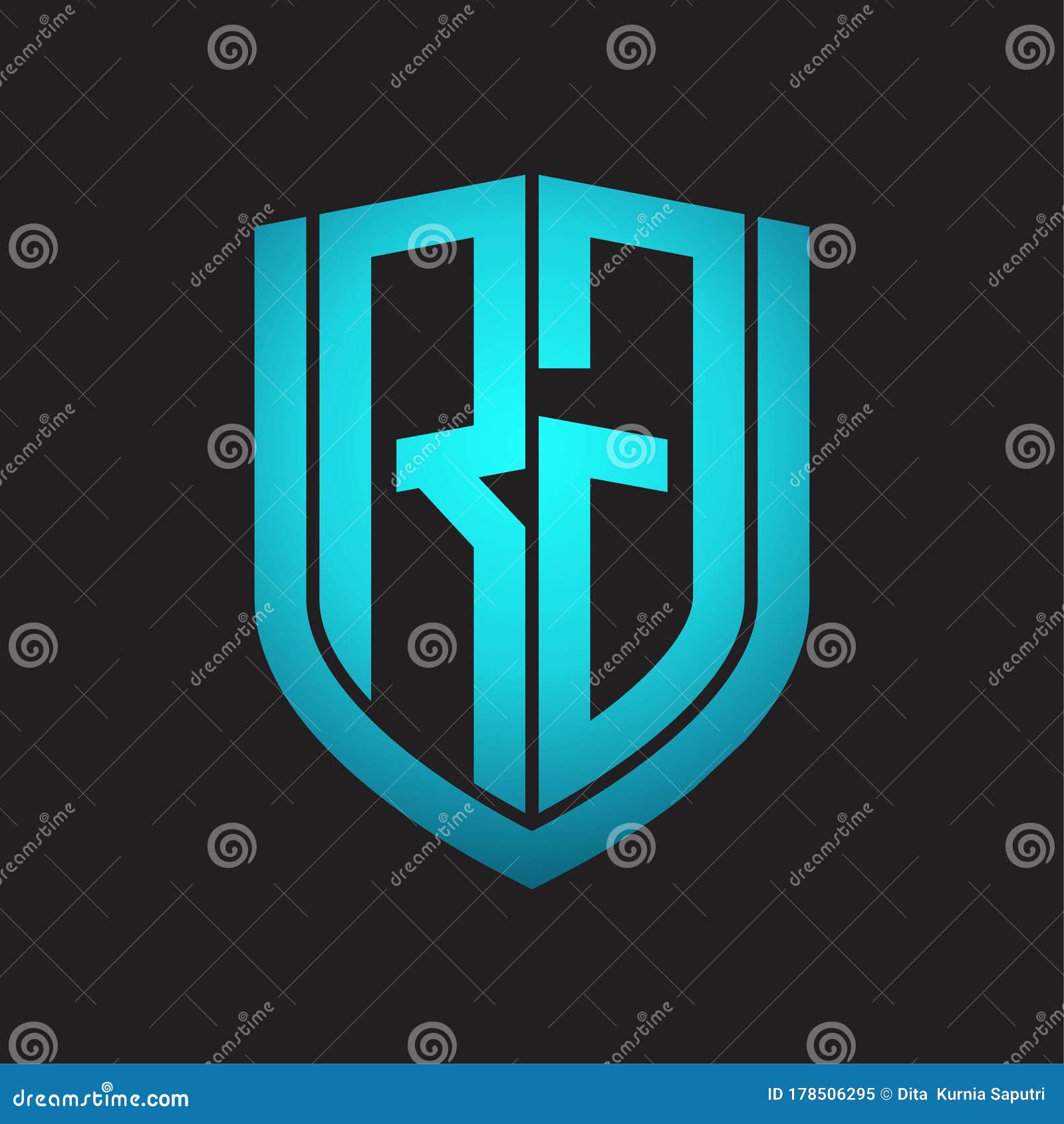 RG Logo Monogram with Emblem Shield Design Isolated with Blue Colors on ...