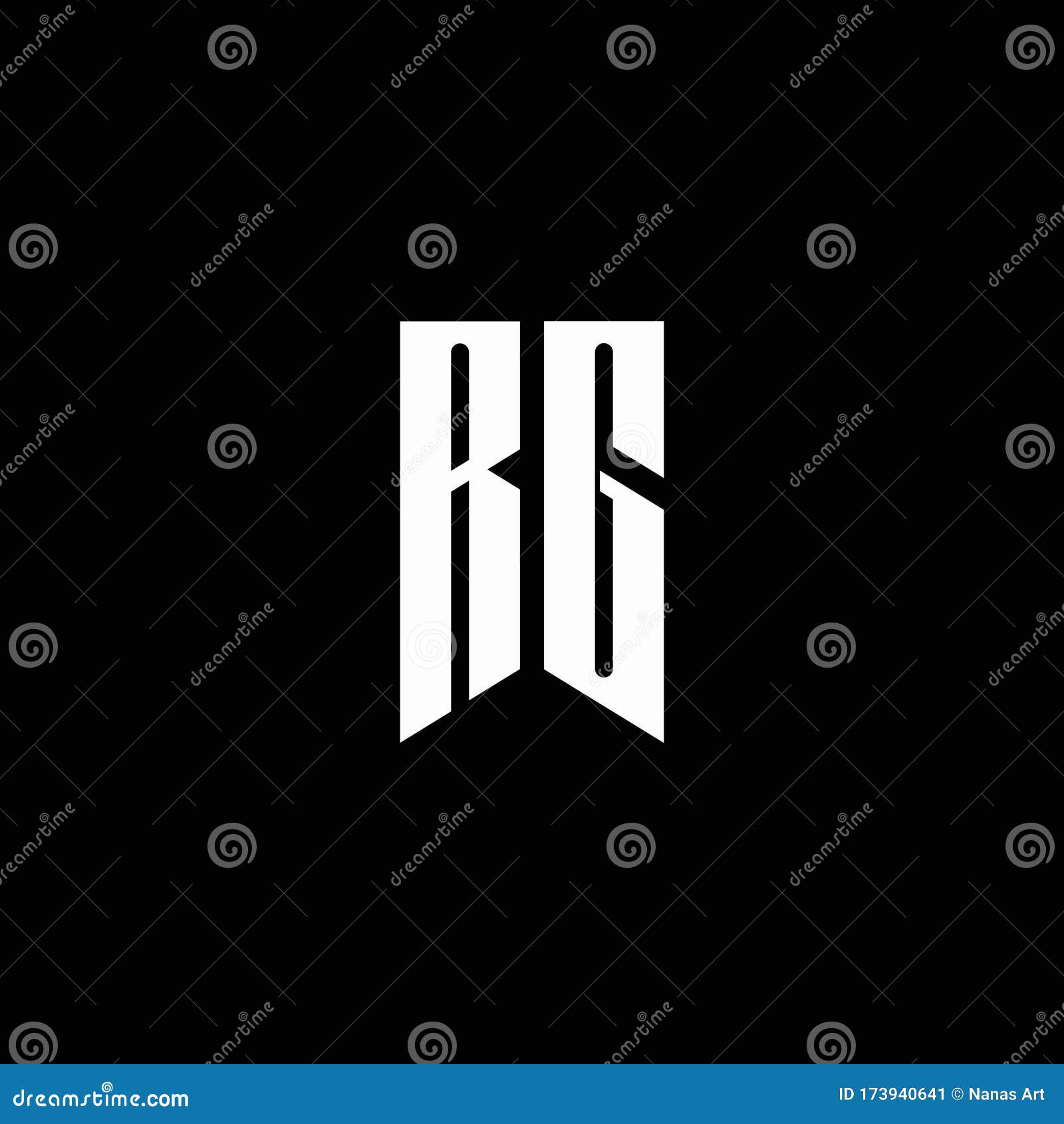 RG Logo Monogram with Emblem Style Isolated on Black Background Stock ...