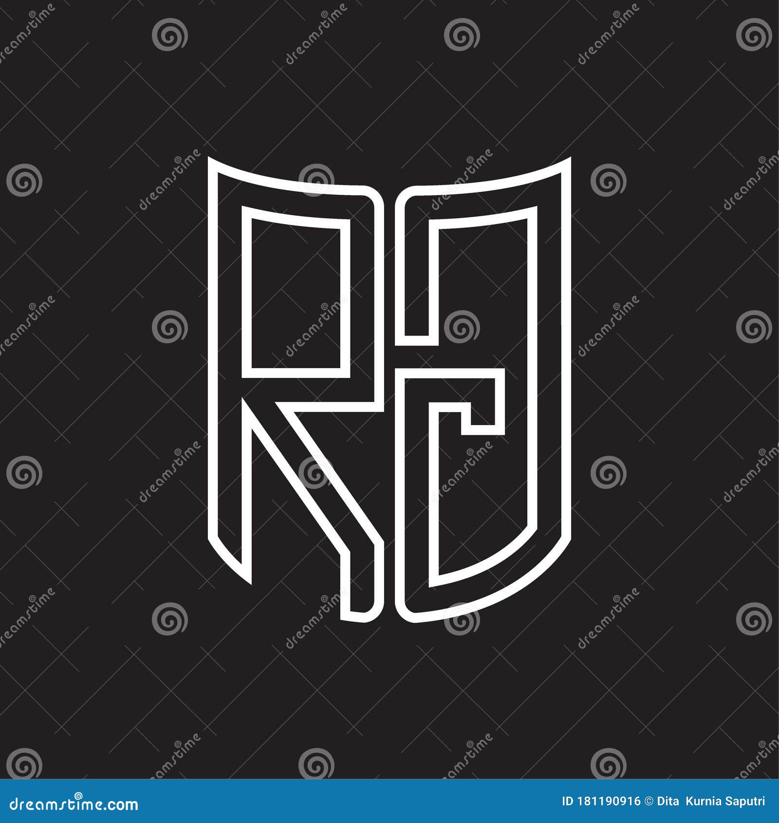 RG Logo Monogram with Ribbon Style Outline Design Template Stock Vector ...