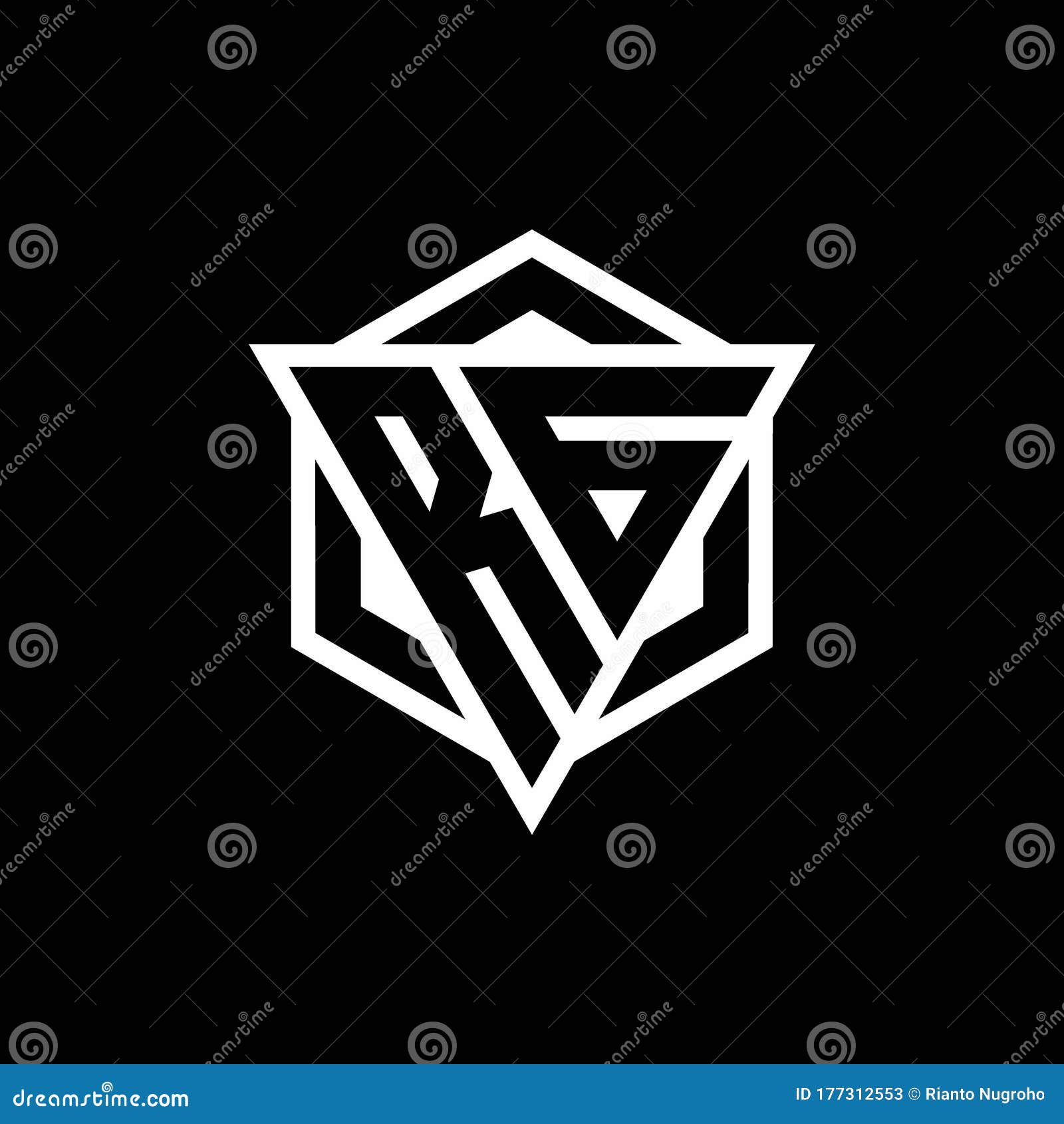 RG Logo Monogram with Triangle and Hexagon Shape Combination Stock ...