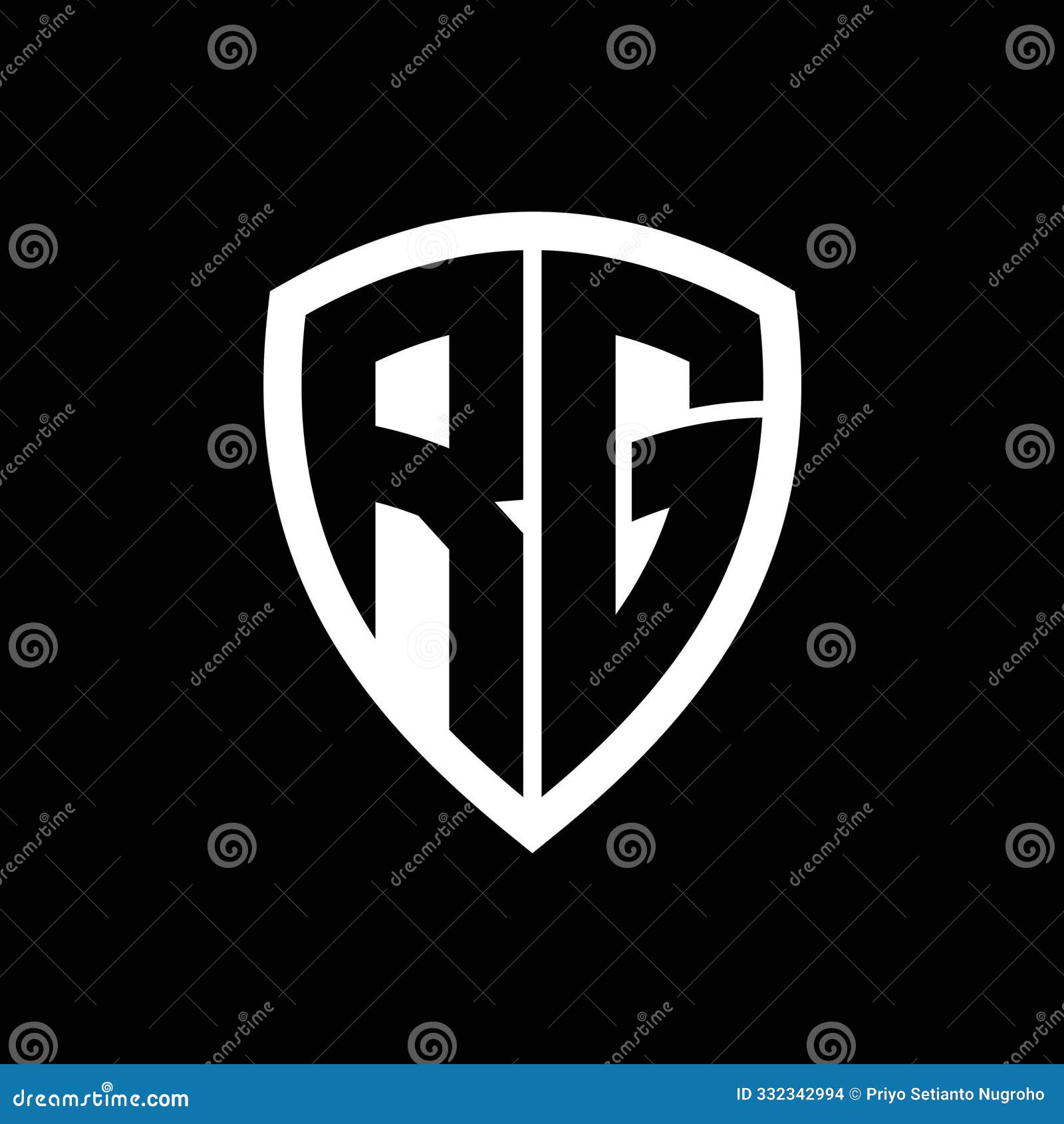 RG Monogram Logo with Bold Letters Shield Shape with Black and White ...