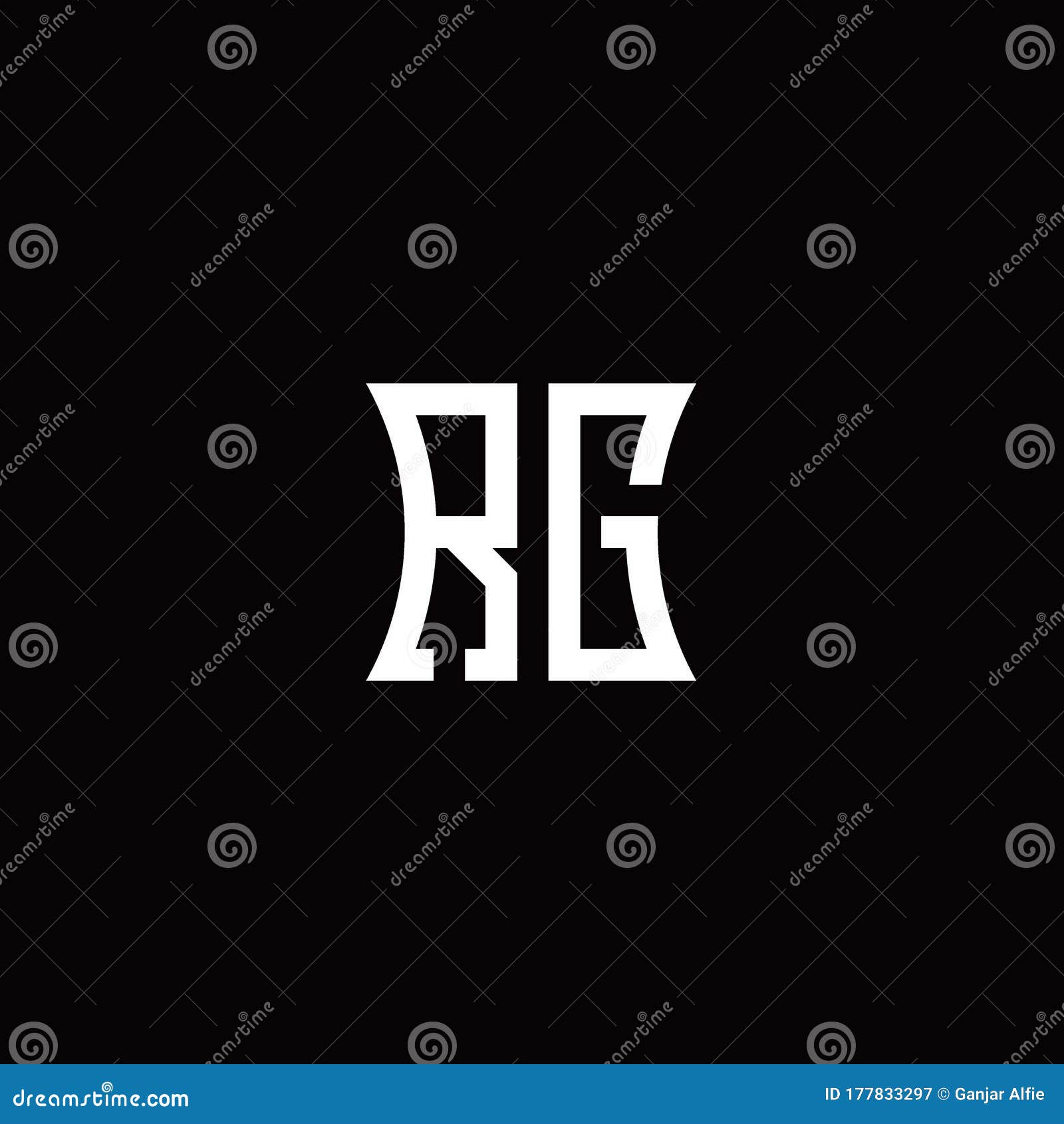RG Monogram Logo Letter with Curved Side Style Stock Vector ...
