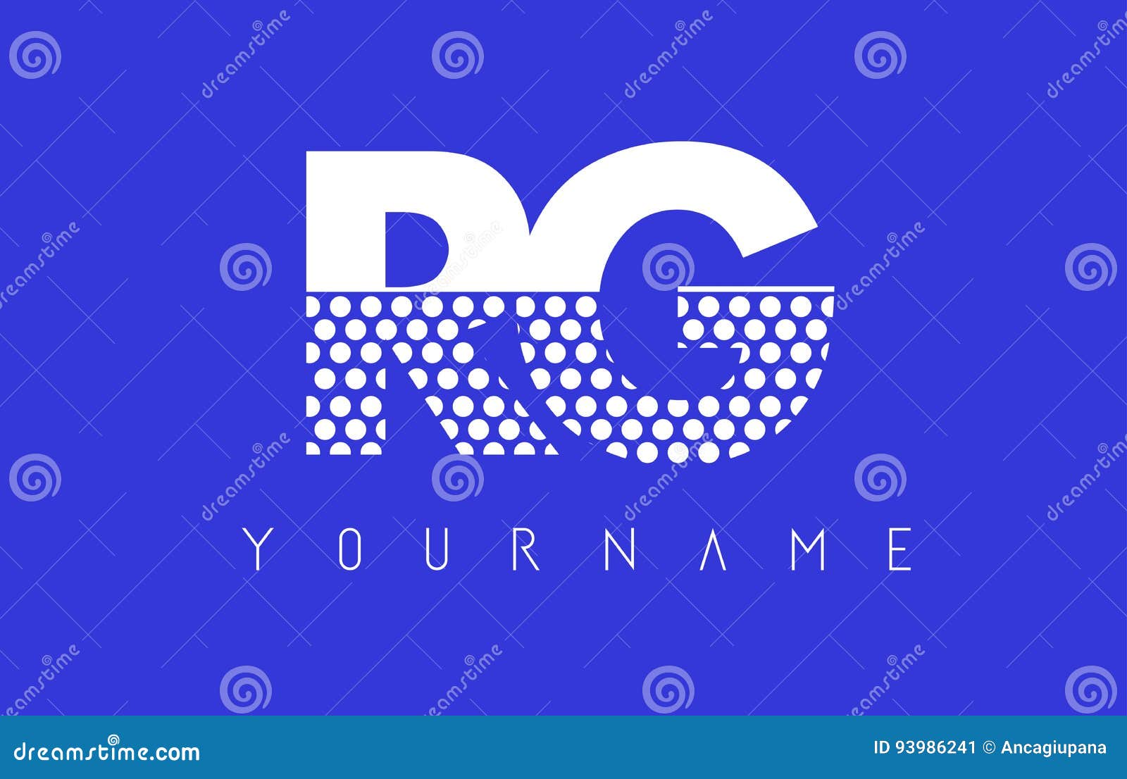 RG R G Dotted Letter Logo Design with Blue Background. Stock Vector ...