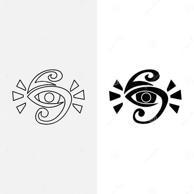 Mystical Eyes with Tendrils Circling Logo Design Template Sign. Lineart ...