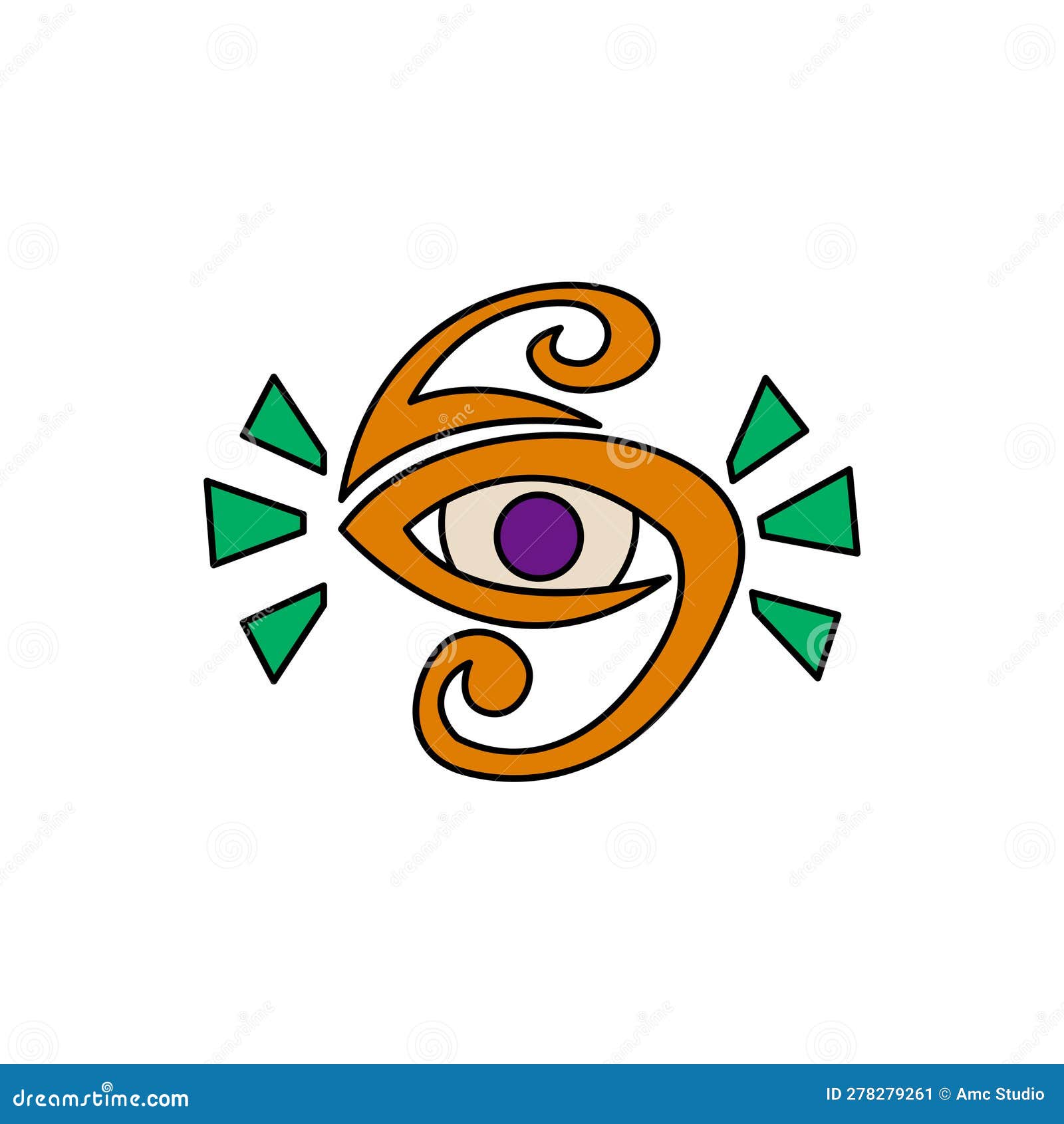 Mystical Eyes with Tendrils Circling Logo Design Template Sign. Solid ...