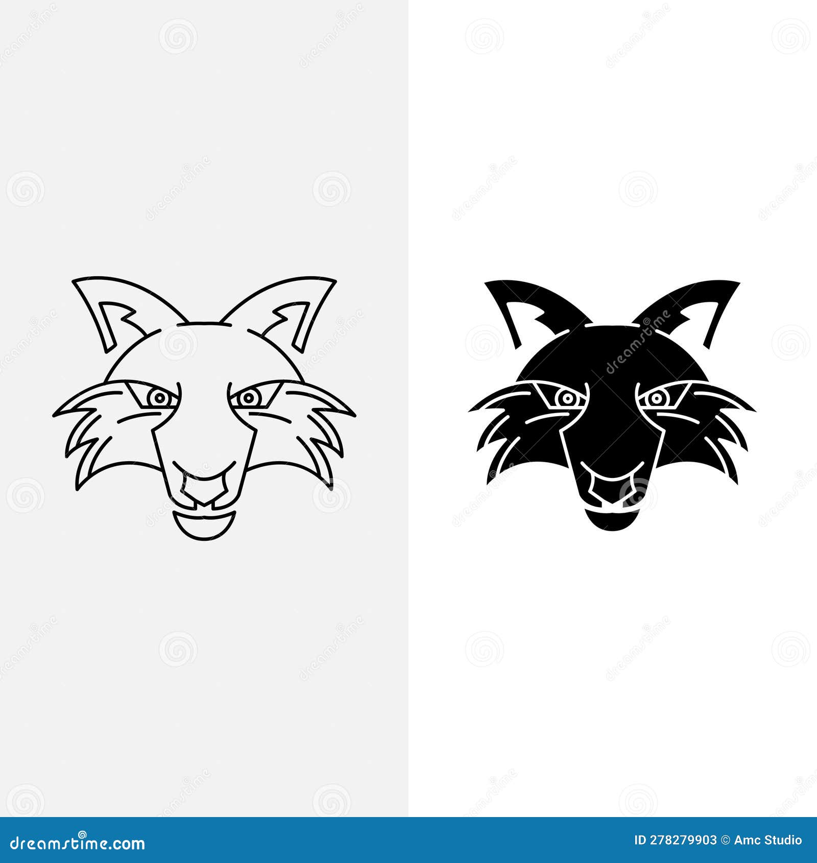 Jackal Logo Design Template Sign. Line Art Style and Silhouette Stylish ...