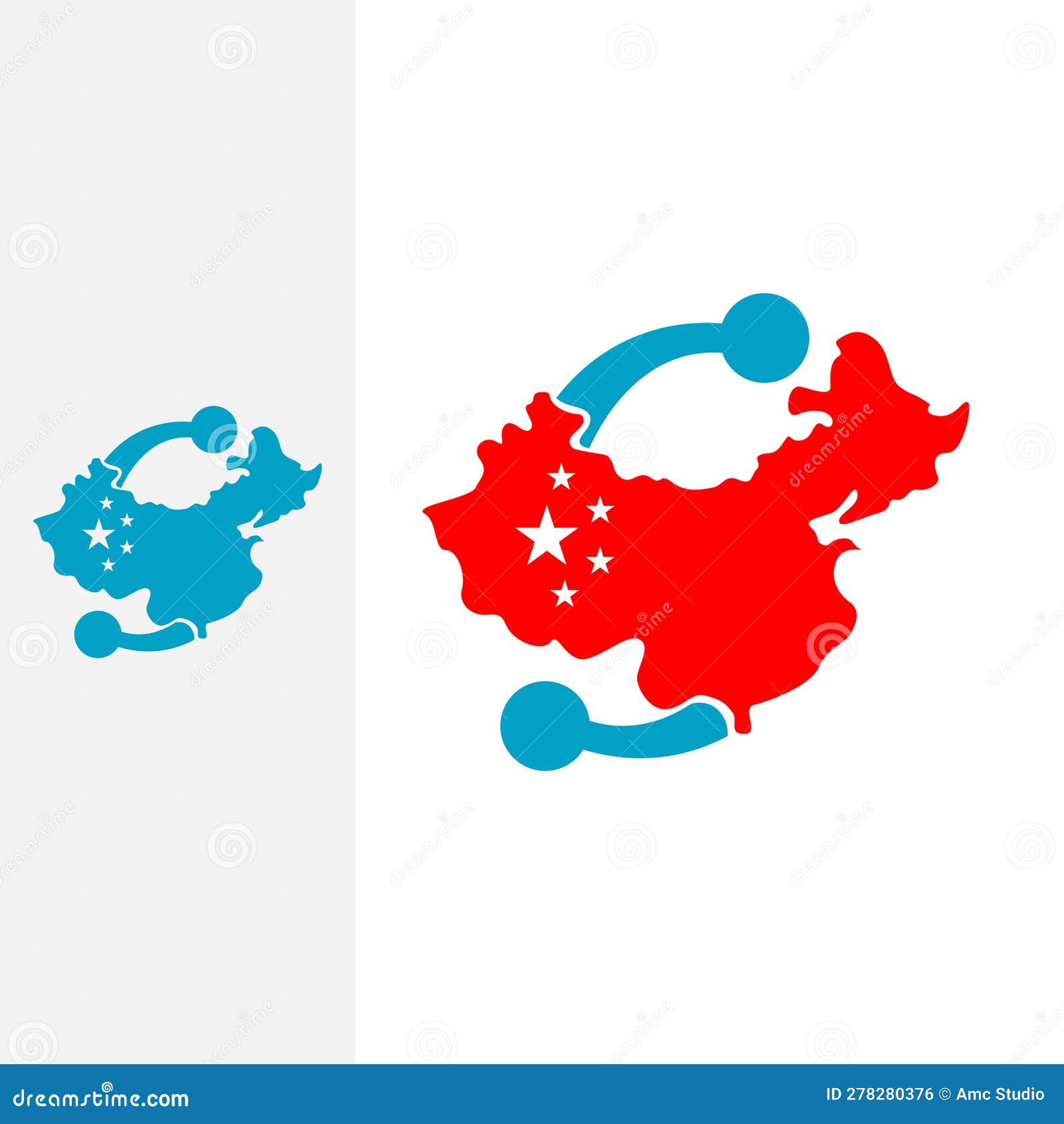 China Network Map Logo Design Template Sign. Solid Color Style, Stock ...